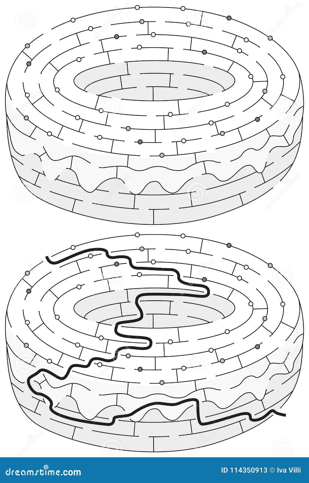 Doughnut maze stock vector. Illustration of education - 114350913