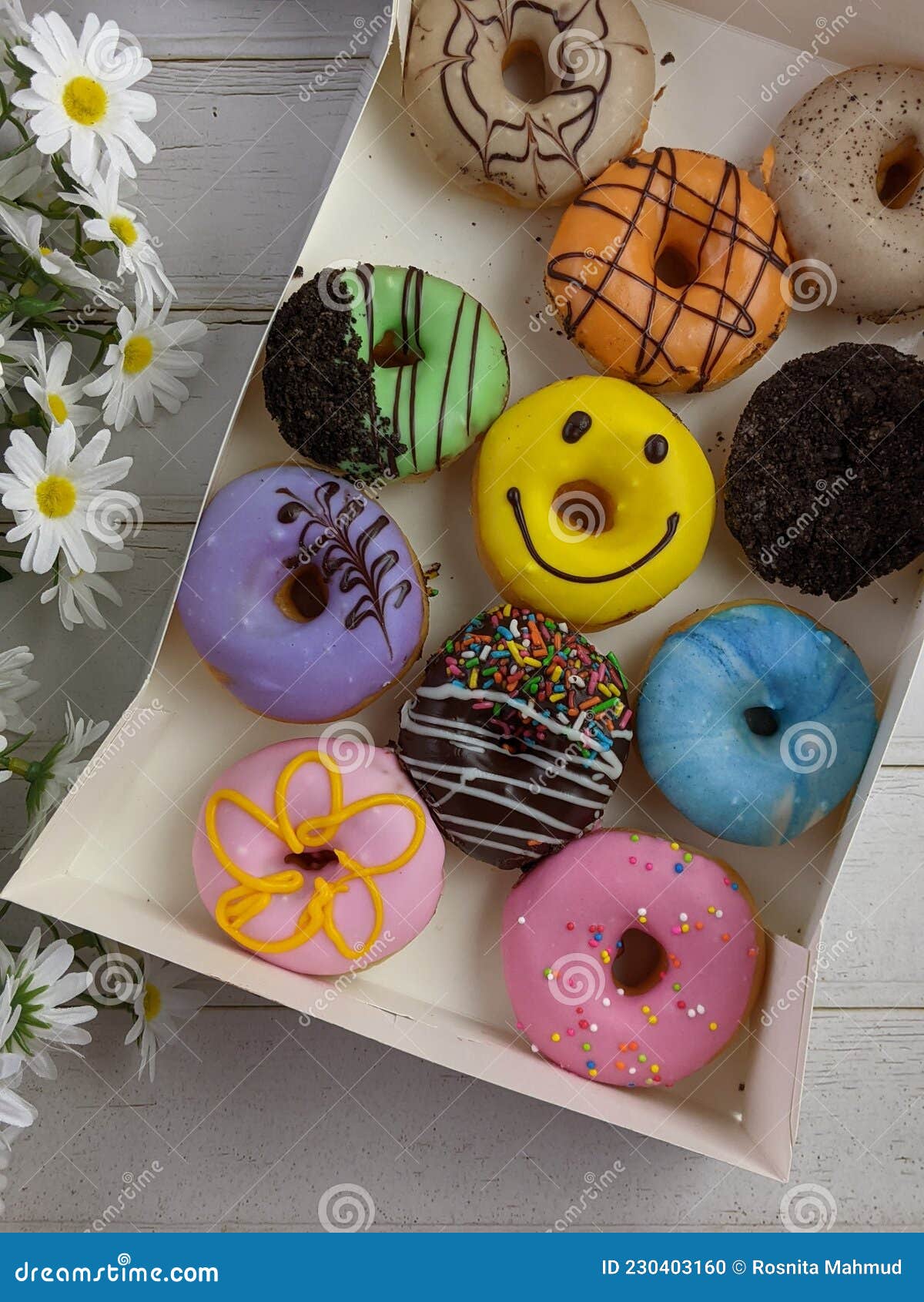 Doughnut with Multiple Design and Colors Stock Photo - Image of ...