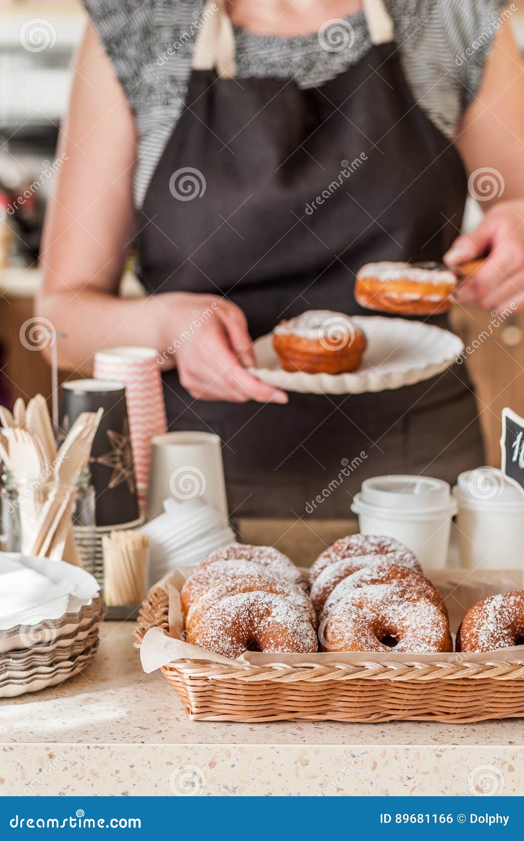 Doughnut Store Counter stock photo. Image of money, icing - 89681166