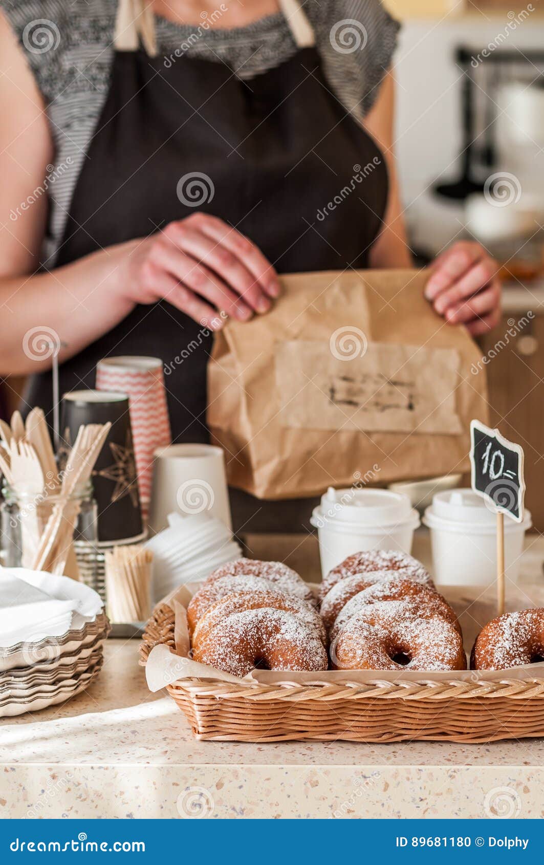 Doughnut Store Counter stock photo. Image of coffee, delicious - 89681180