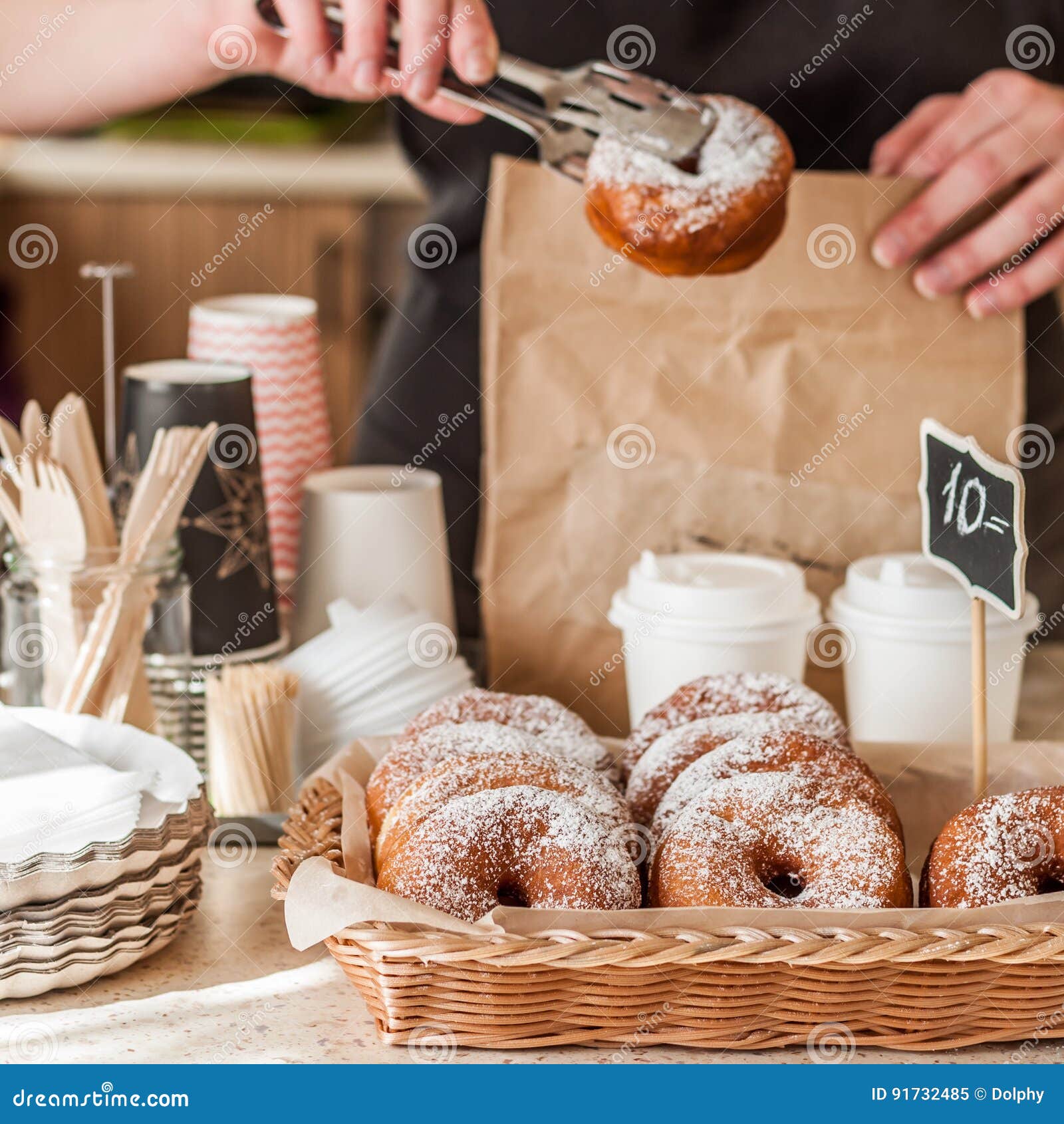 Doughnut Store Counter stock image. Image of junk, pastry - 91732485