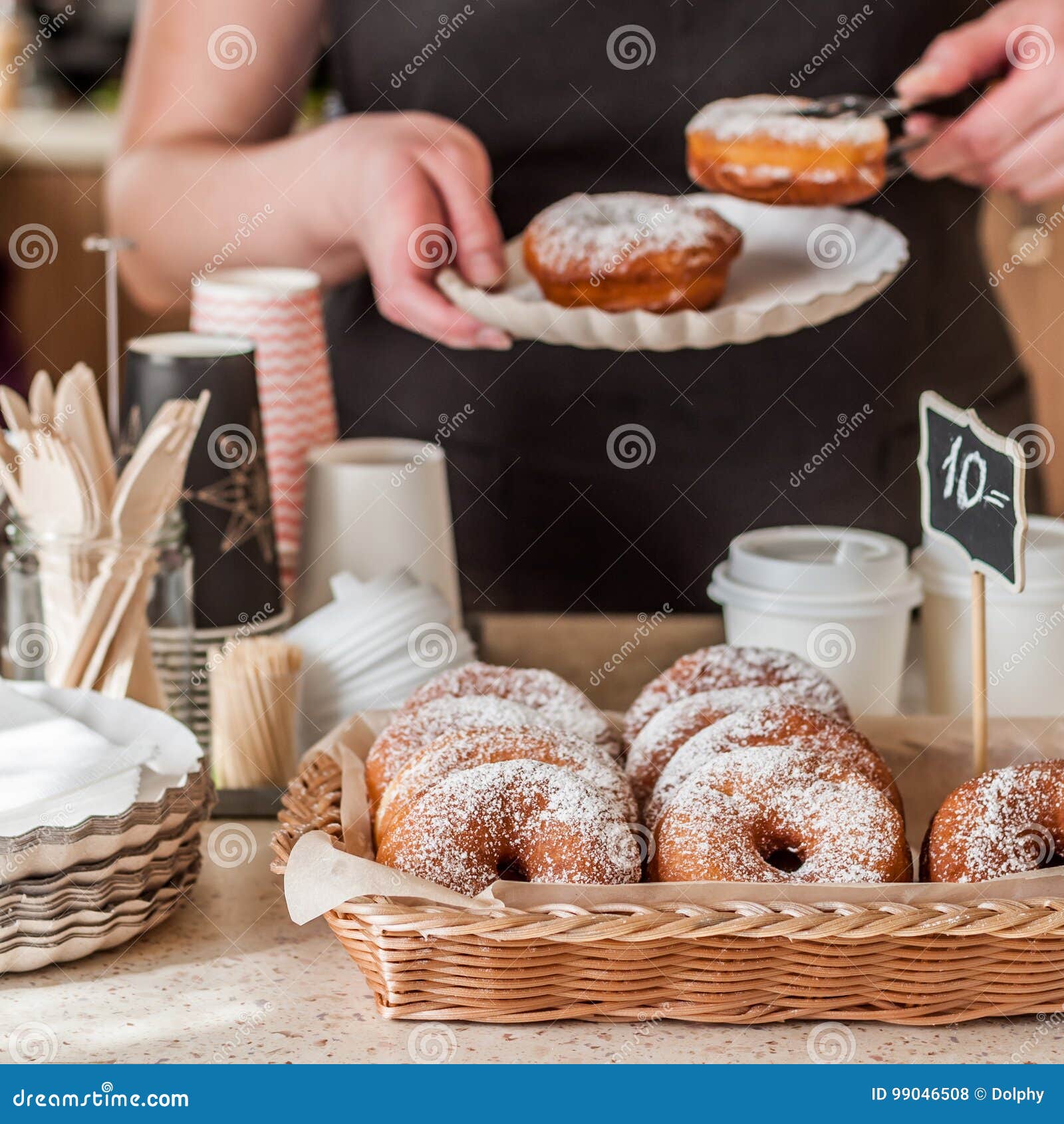Doughnut Store Counter stock photo. Image of fried, fresh - 99046508