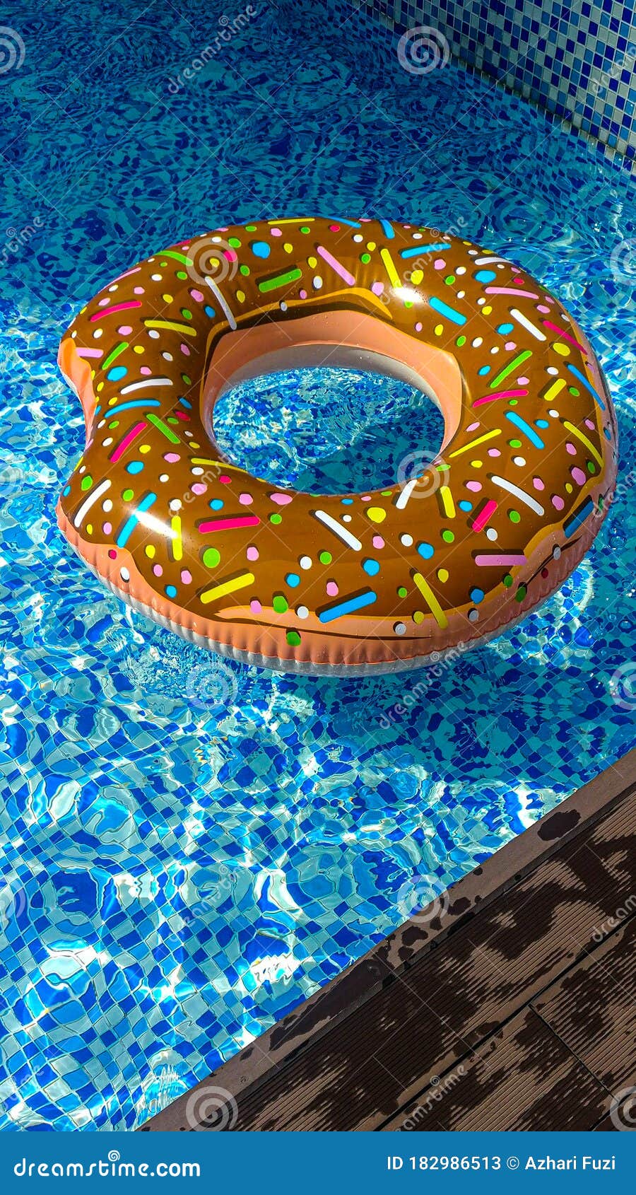 A Doughnut in a Swimming Pool Stock Image - Image of flower, blue ...