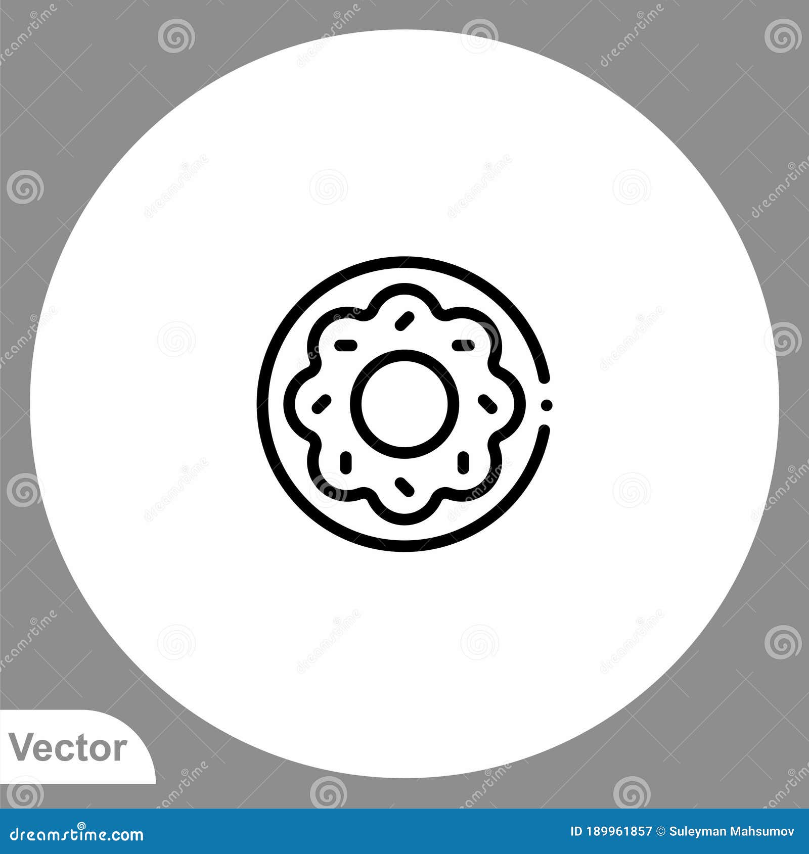 Doughnut Vector Icon Sign Symbol Stock Vector - Illustration of black ...