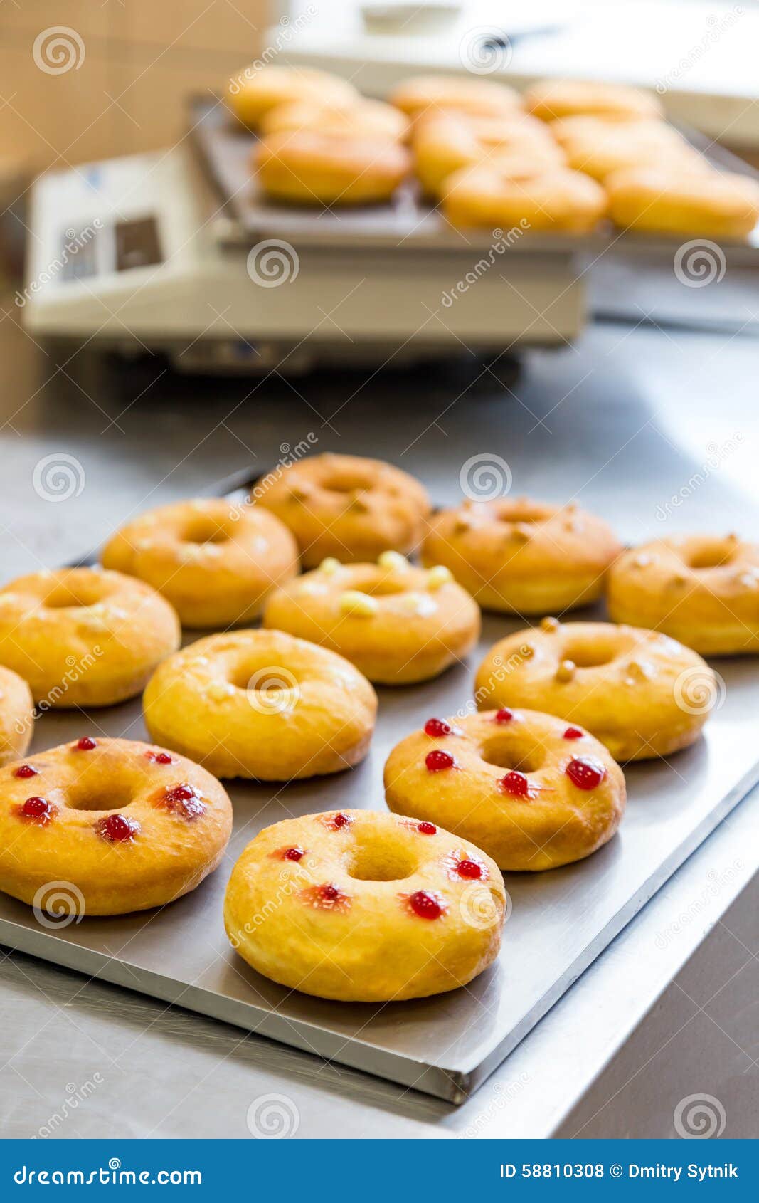Doughnuts with Assorted Filling on Metal Tray Stock Photo - Image of ...