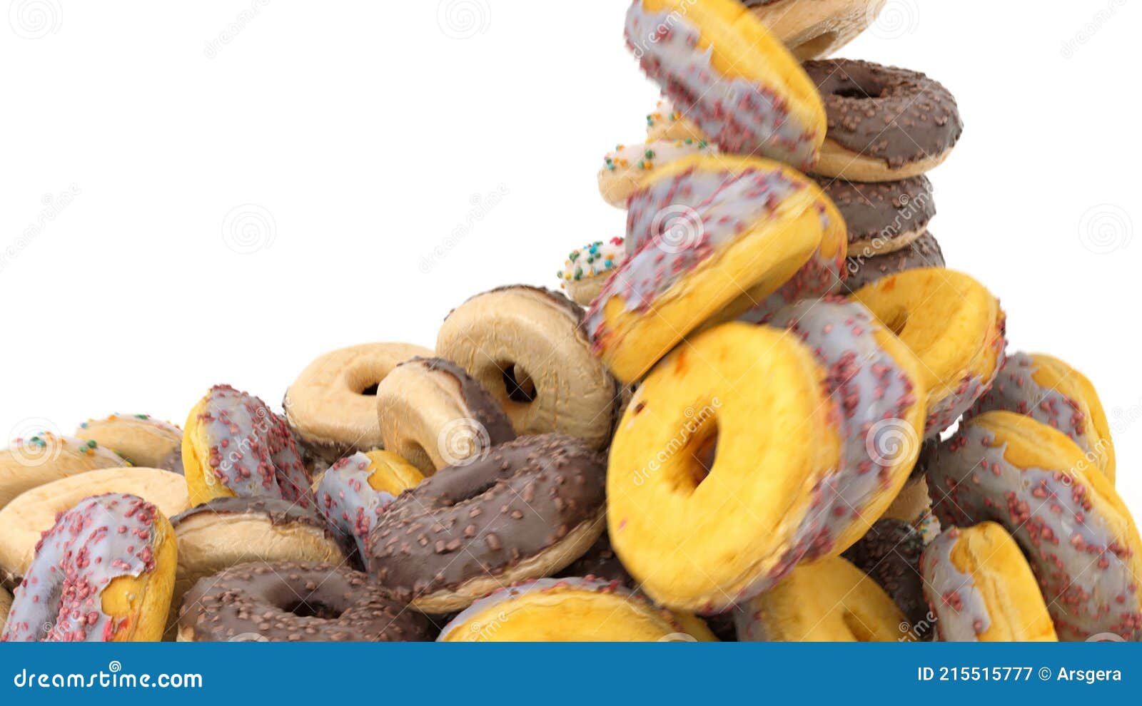 Doughnuts or Donuts Glazed with Icing Flow Falling Down in Slow Motion ...