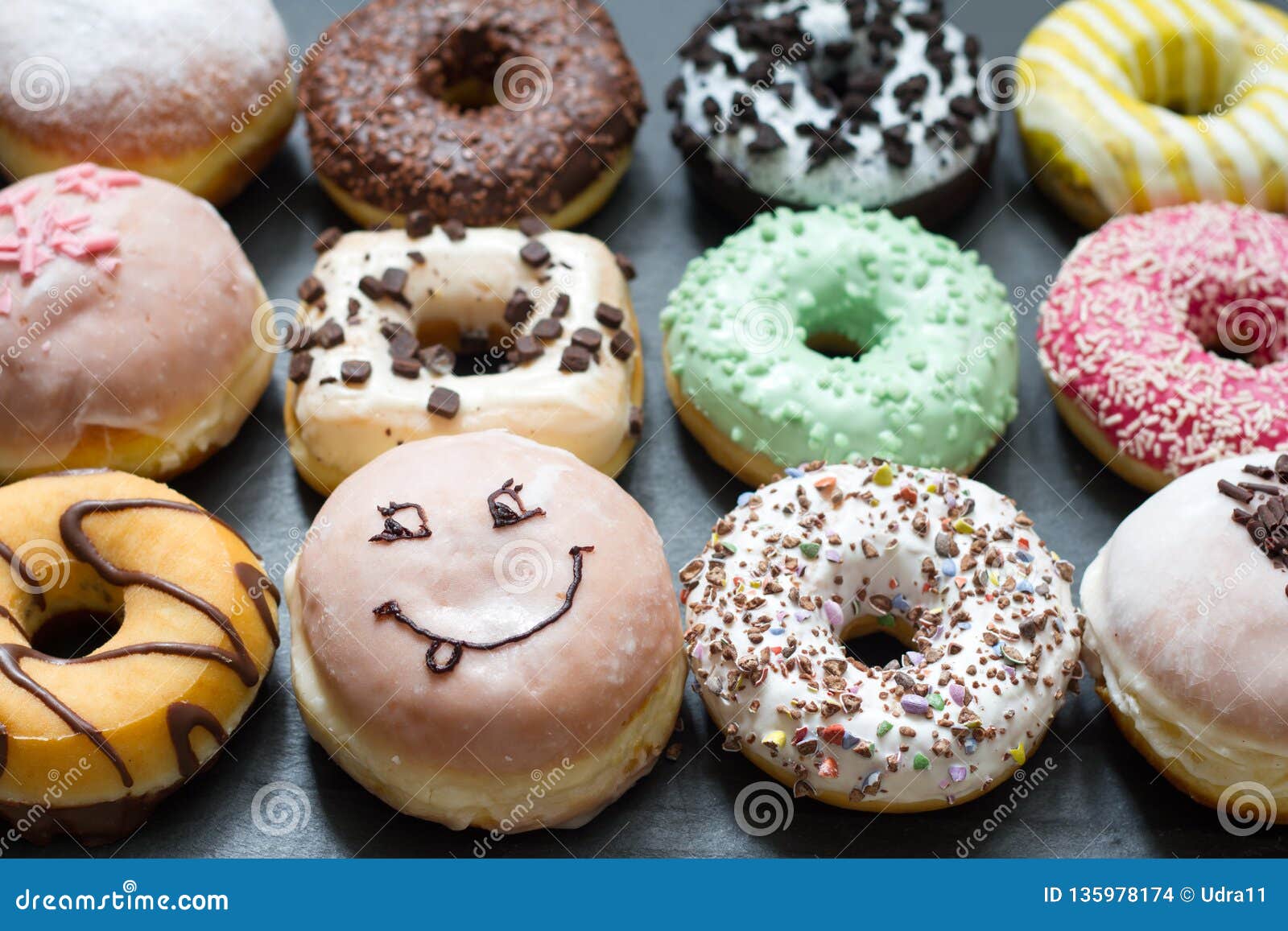 Doughnuts Donuts Various Types of Cakes Abstract Fat Thursday Concept ...