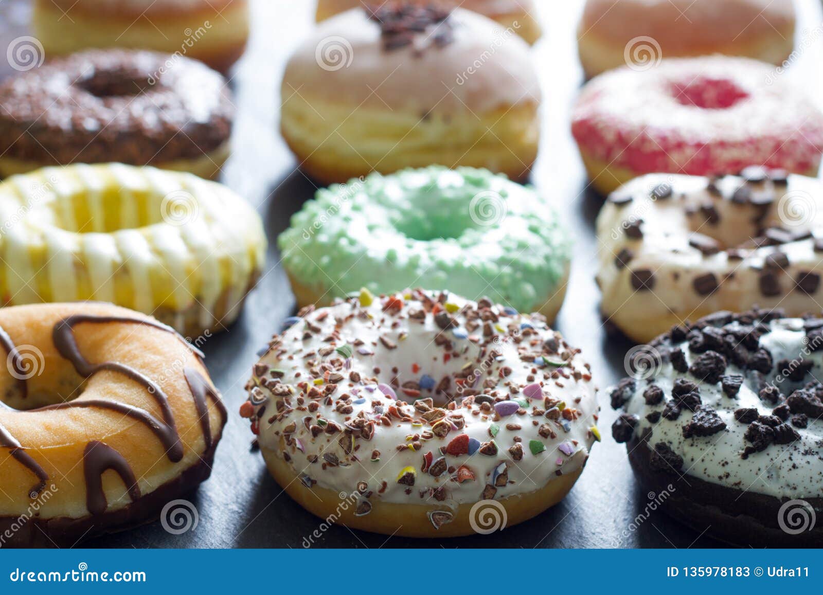 Doughnuts Donuts Various Types of Cakes Abstract Fat Thursday Concept ...