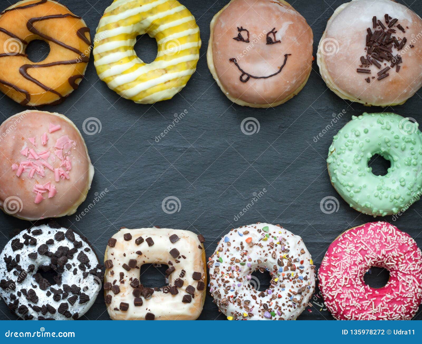 Doughnuts Donuts Various Types of Cakes Abstract Fat Thursday Frame ...