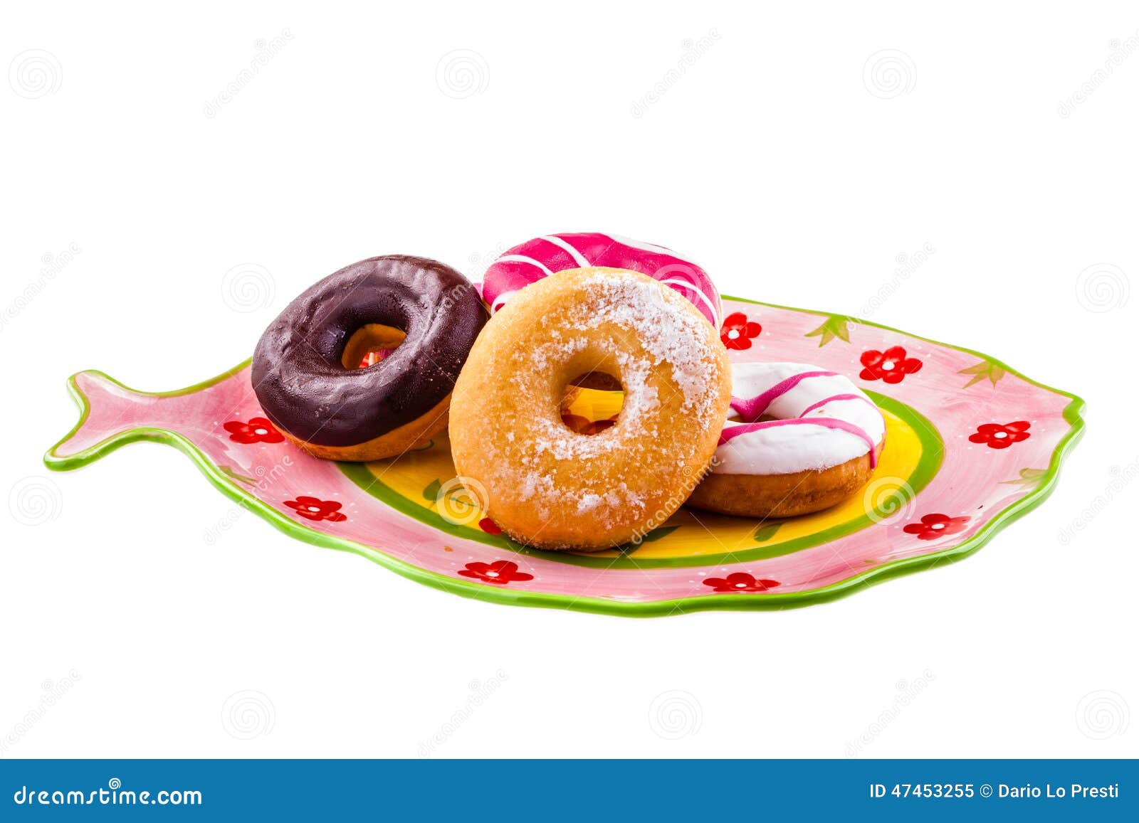 Doughnuts on a Fish Shaped Plate Stock Image - Image of cake, donuts ...