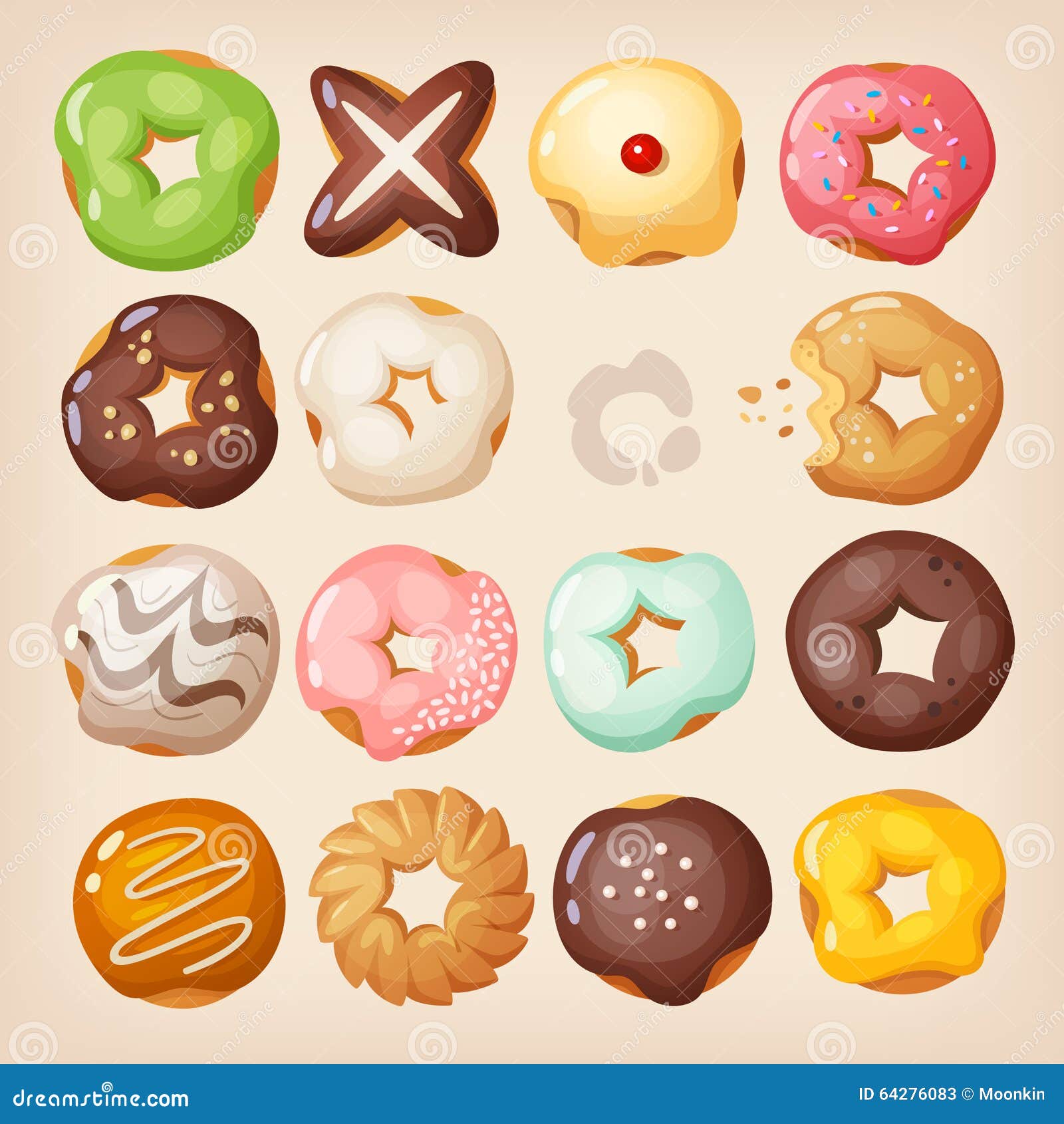 Doughnuts set stock vector. Illustration of delicious - 64276083