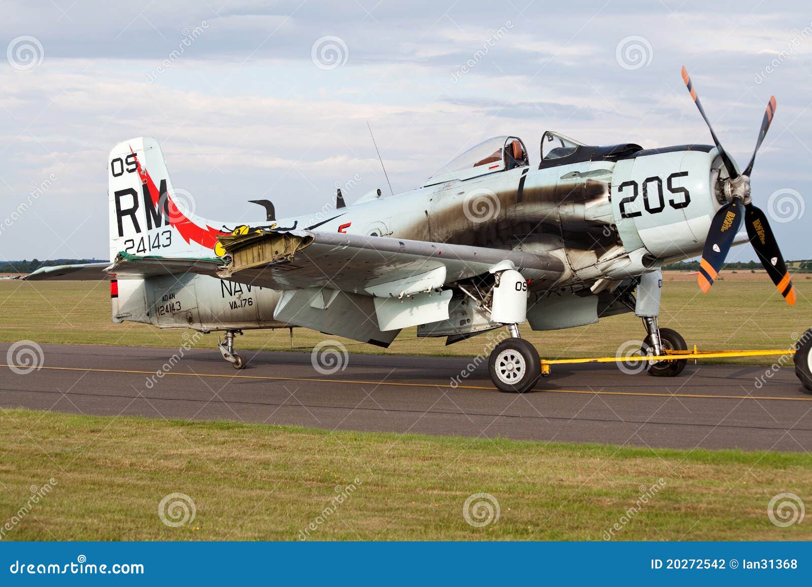 Douglas Ad-4na Skyraider with Damaged Wing Editorial Photography ...