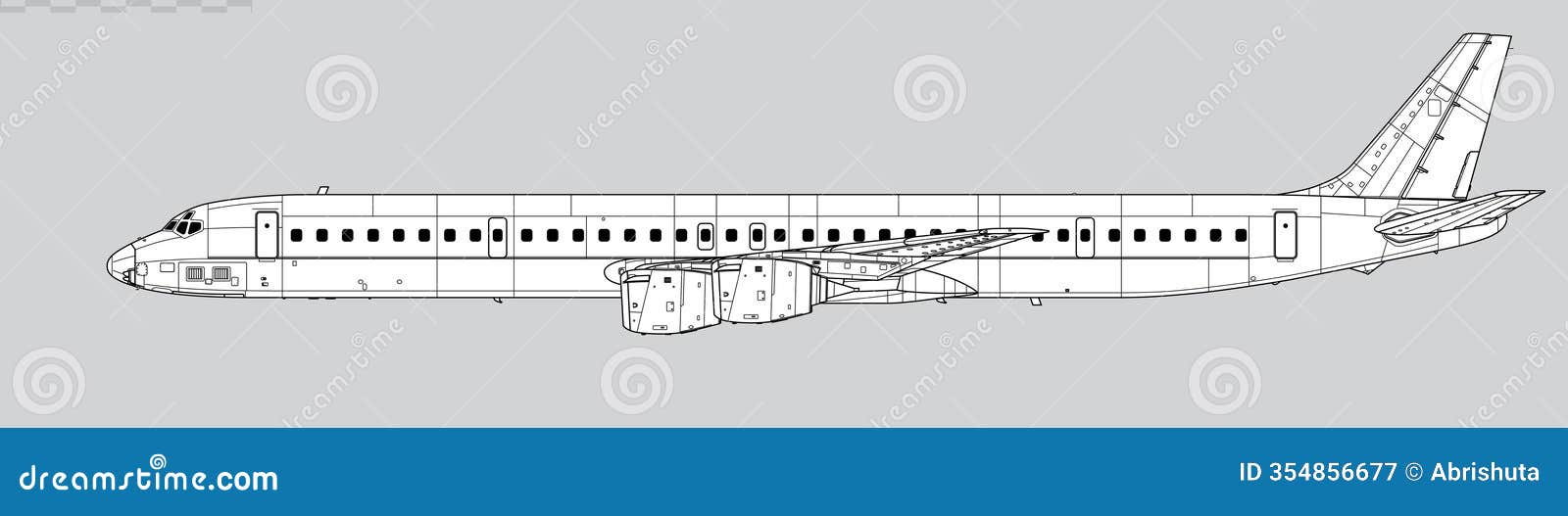 Douglas DC-8-71 Super 70. Vector Drawing of Long-range Jetliner Stock ...