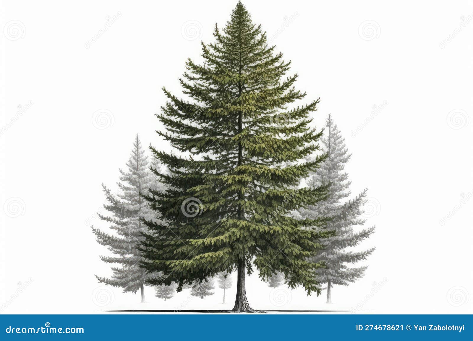 Douglas Fir Tree on a White Background. Generative AI Stock ...
