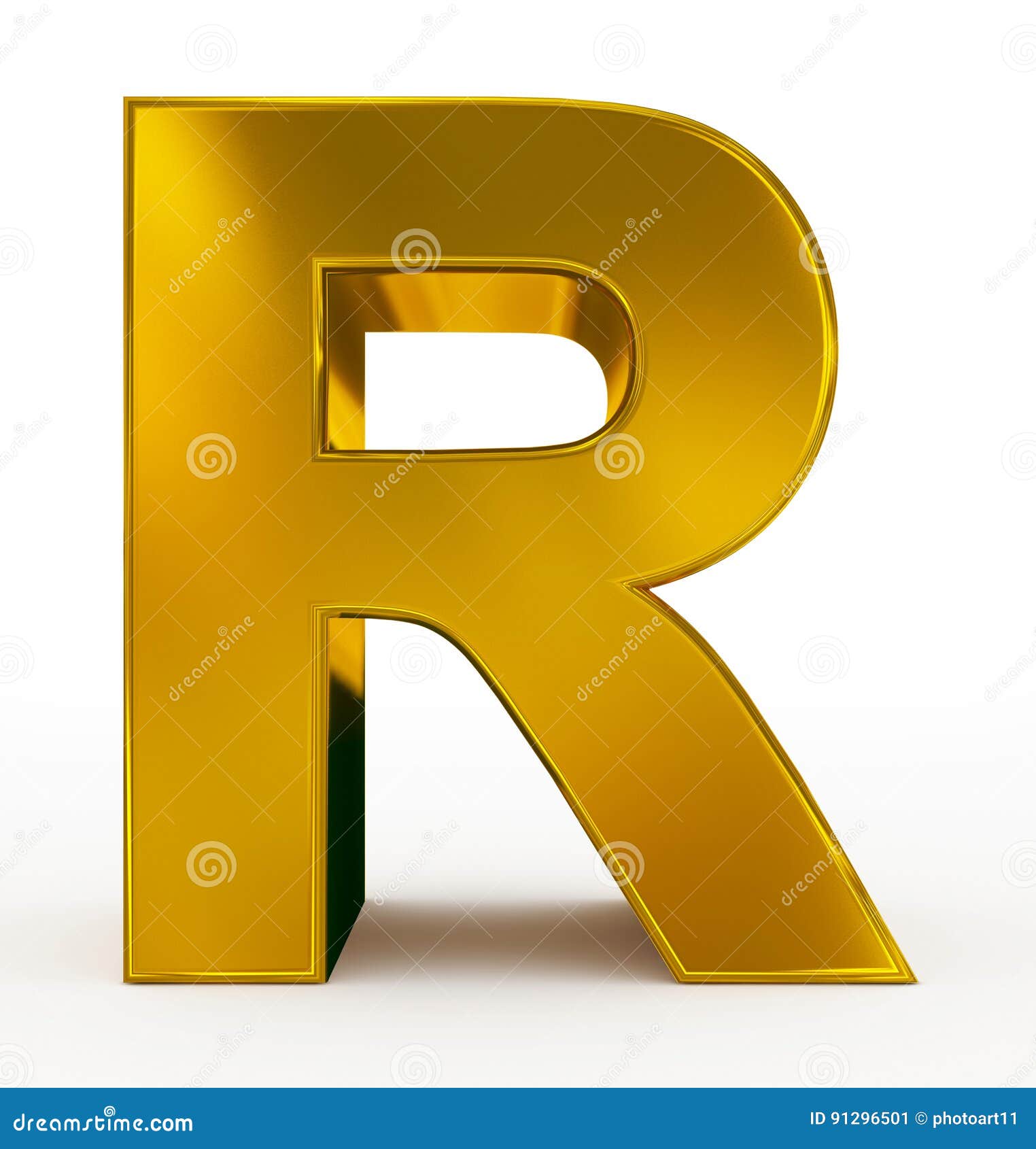 Dourado Da Letra R 3d Isolado No Branco Ilustração Stock - Ilustração ...