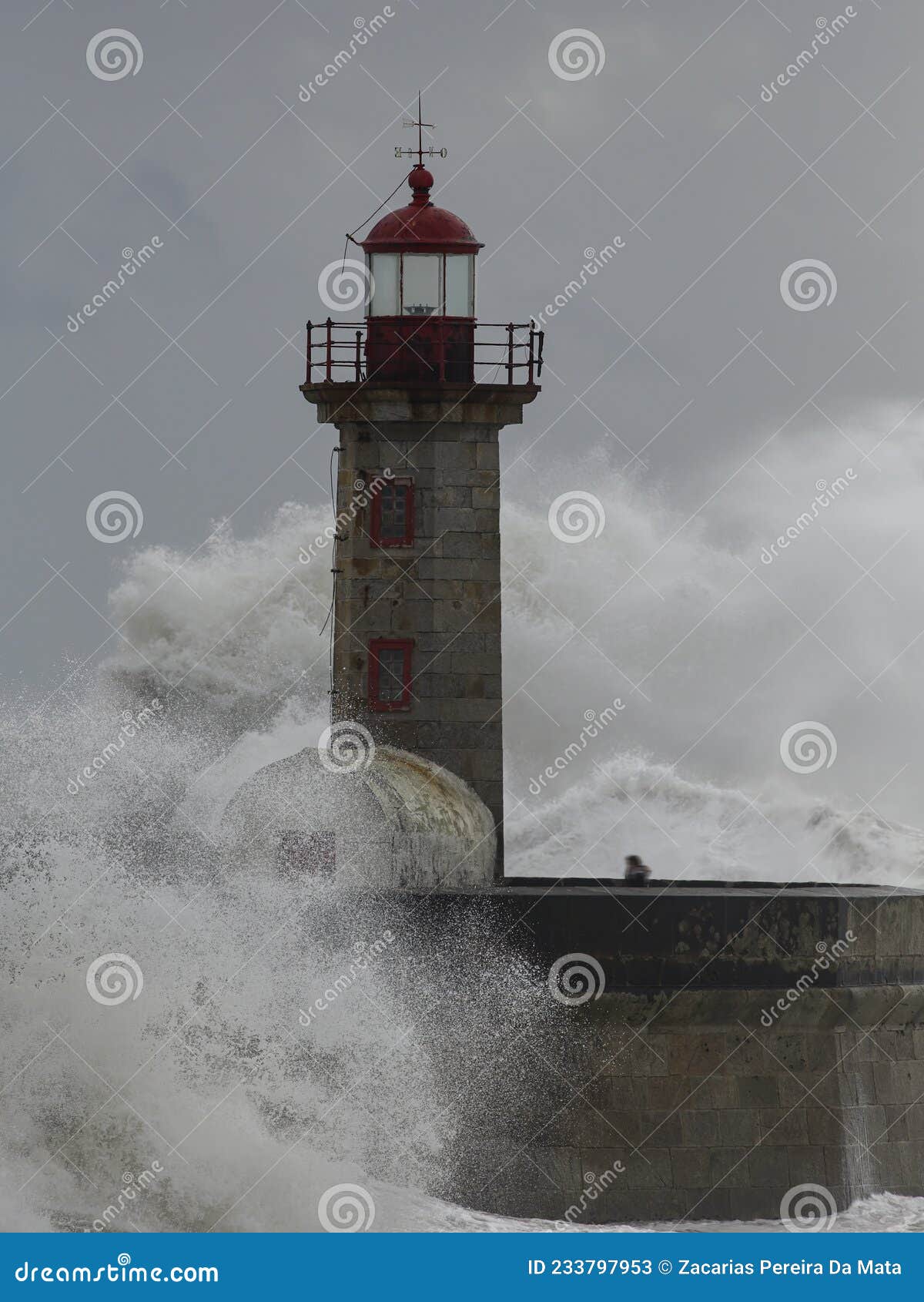 Old Lighthouse During Heavy Ocean Storm Stock Photography ...