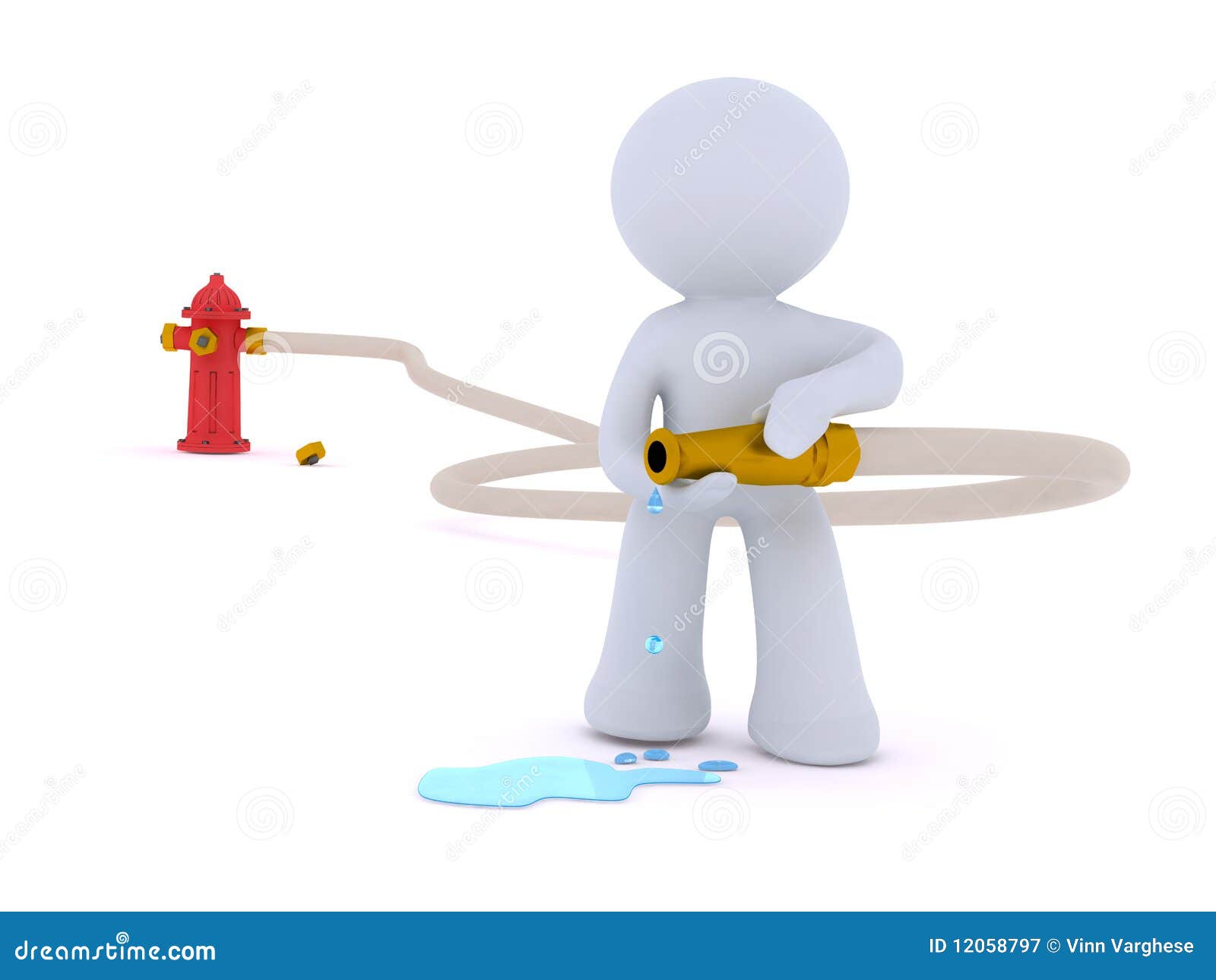 Dousing The Fire. Hydrant, Hose And Water Puddle. Royalty-Free Stock ...