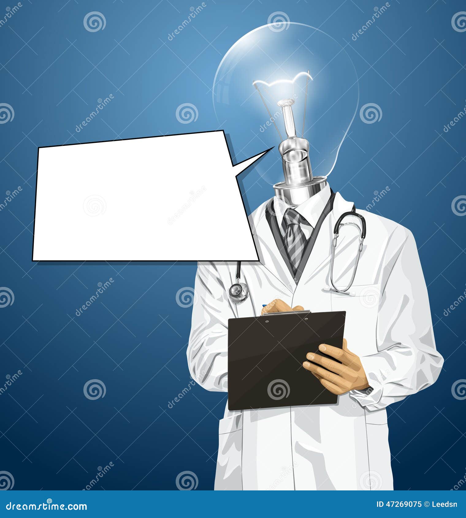 Doutor Man with Clipboard Da Cabeça Da Lâmpada Do Vetor Ilustração do ...