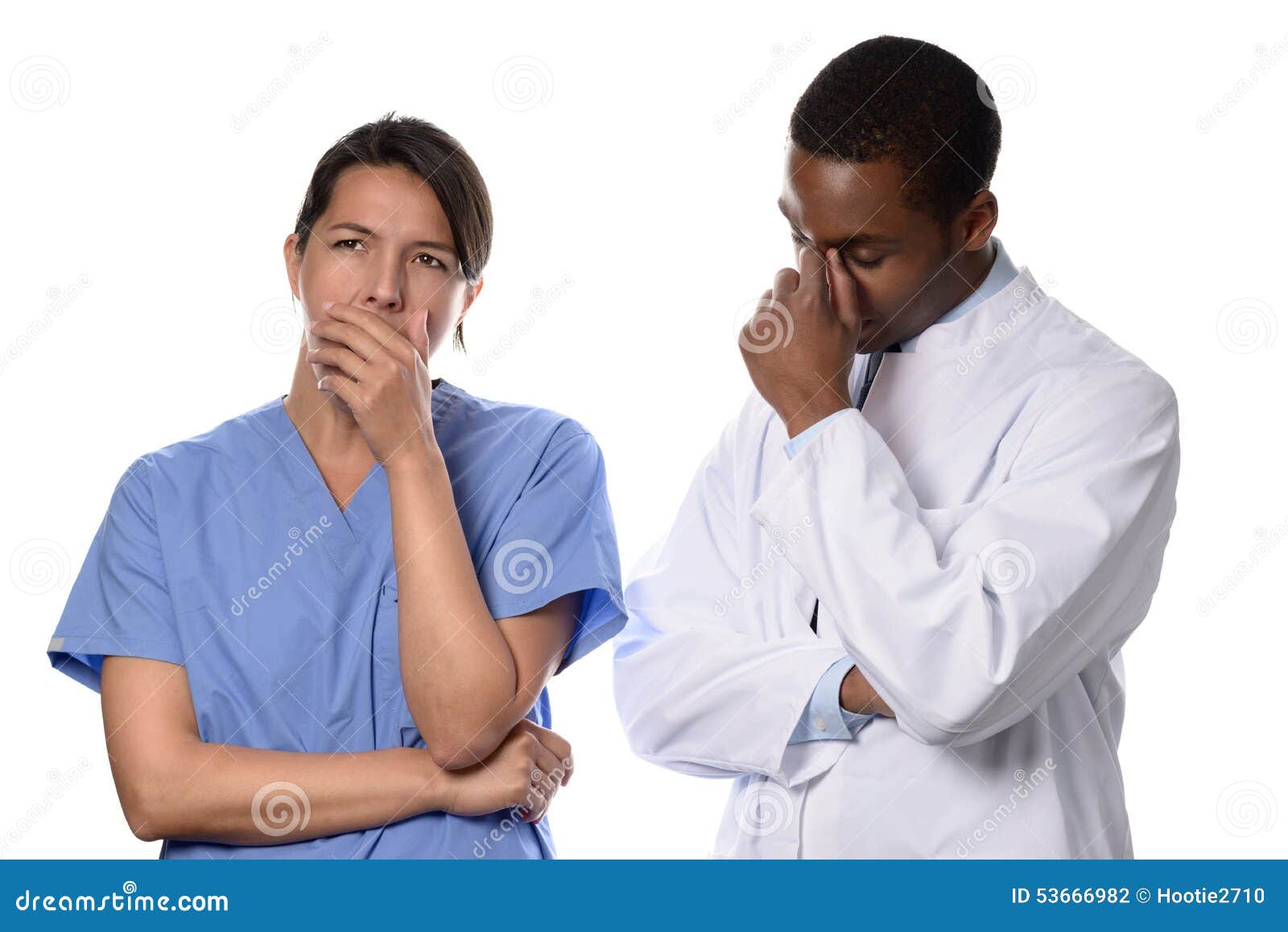 Doutor Preocupado Cansado E Enfermeira Foto de Stock - Imagem de étnico ...