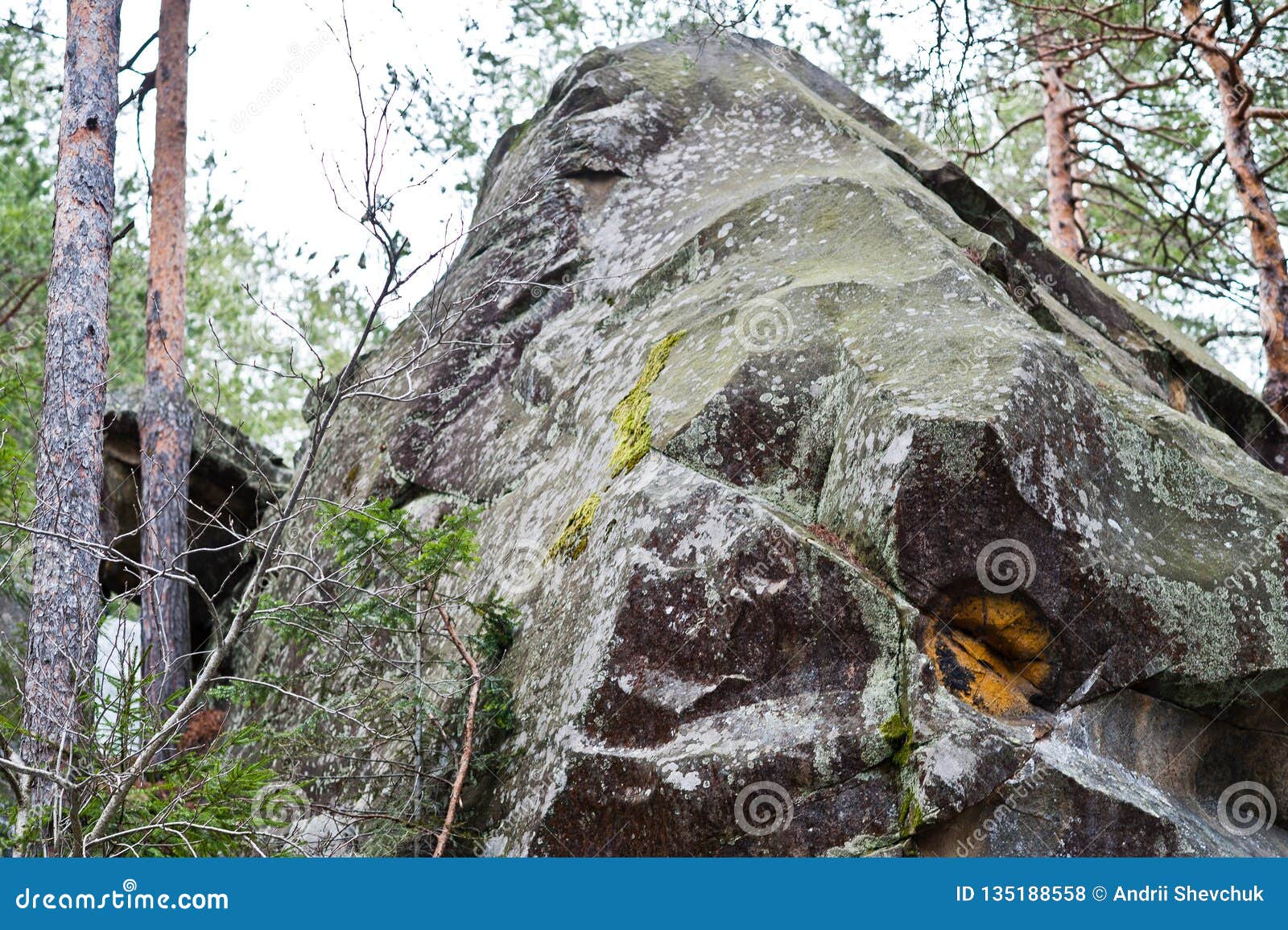 Dovbush Rocks in Green Forest at Carpathian Mountains Stock Photo ...