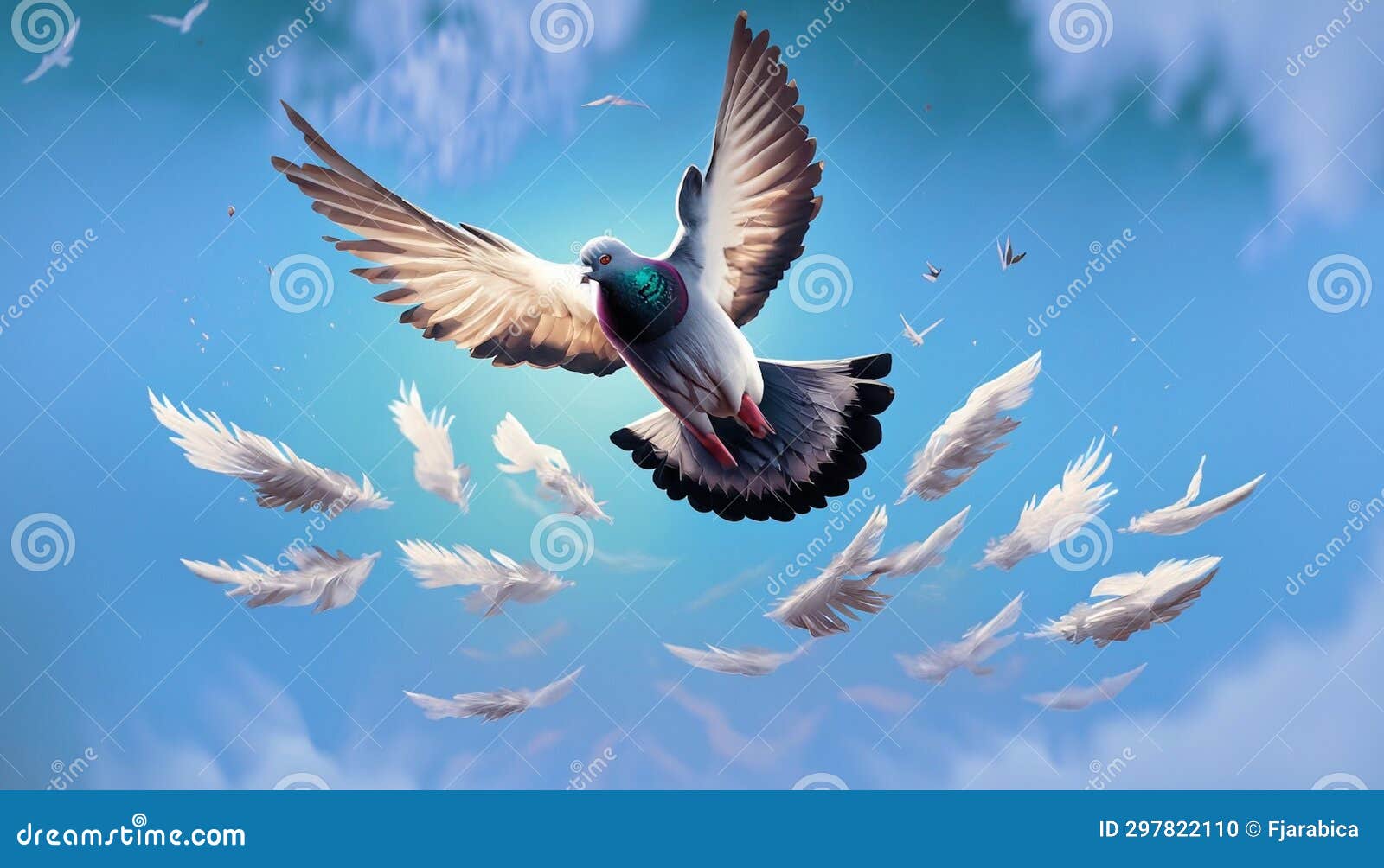 Dove in the Air Tracks Feathers Stock Illustration - Illustration of ...