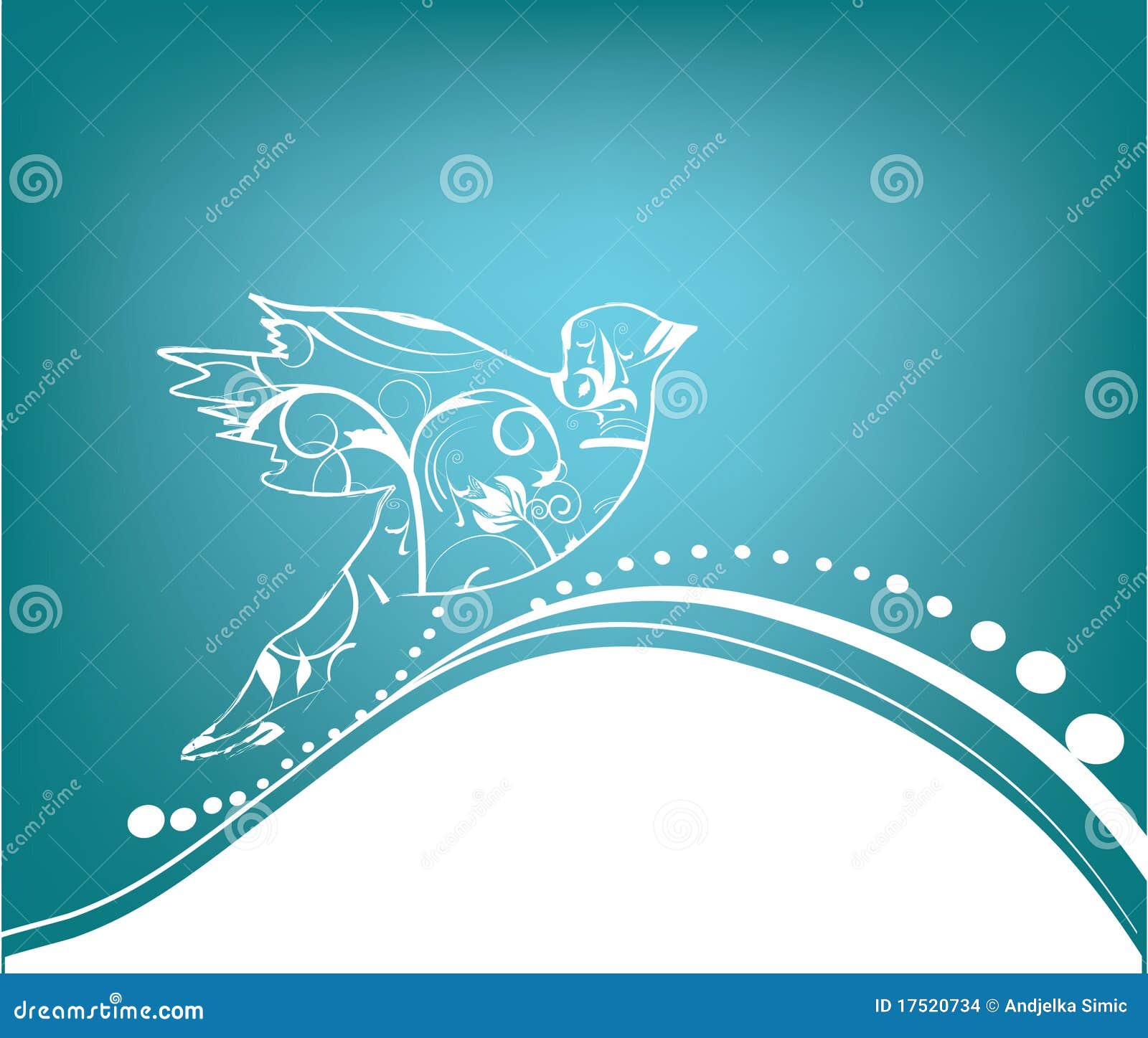 Dove on blue background stock vector. Illustration of white - 17520734