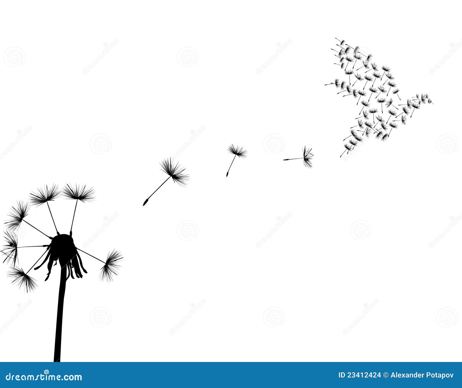 Dandelion Blowing Into Birds Drawing
