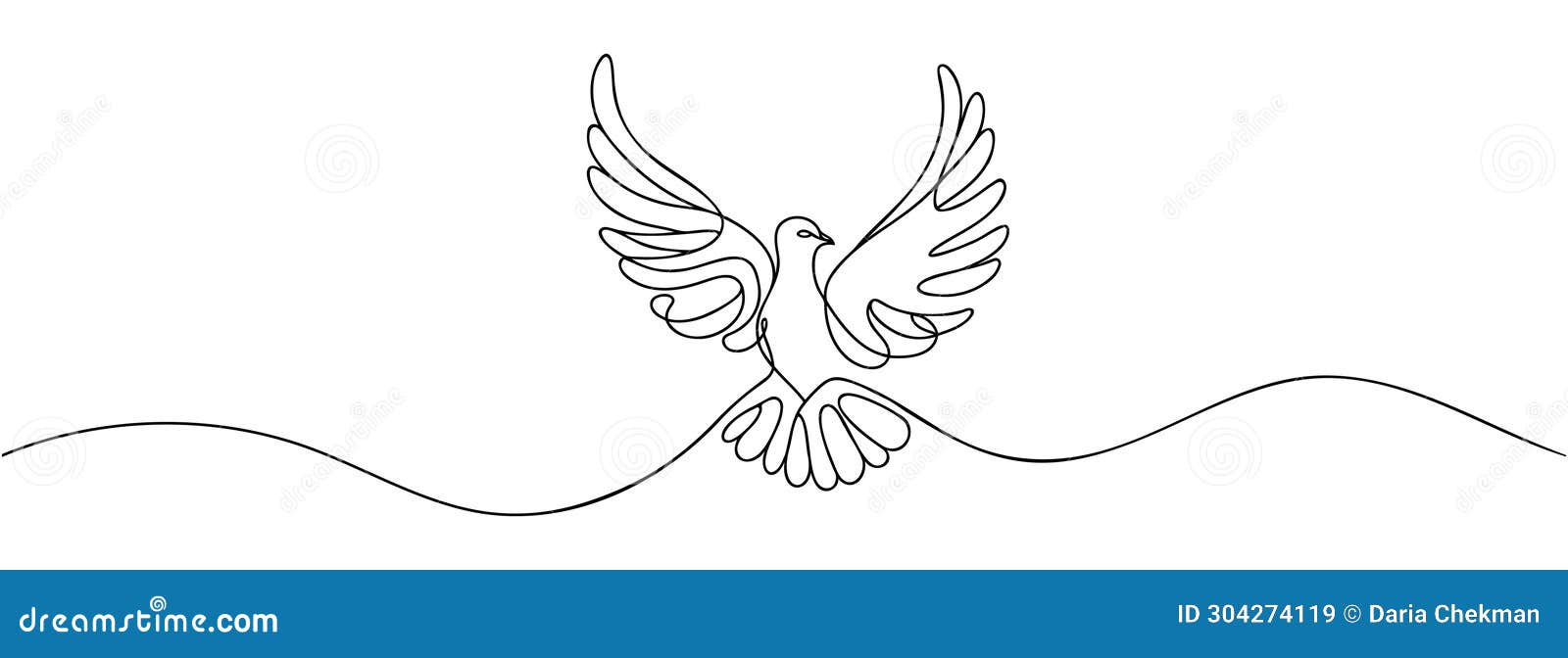 Dove Drawn in a Continuous Single Line Stock Illustration ...