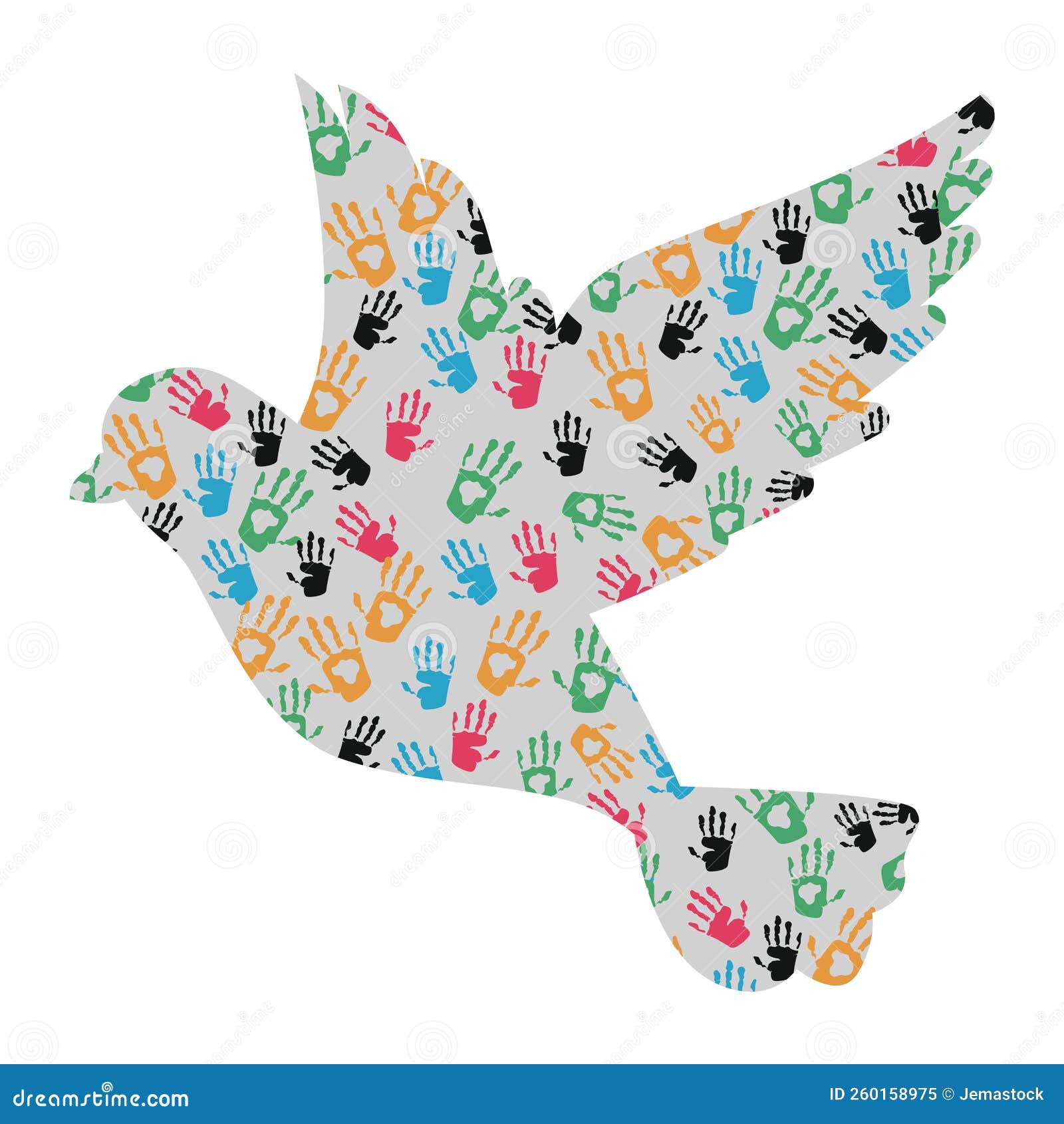 Dove with Handprints Painted Stock Vector - Illustration of shapes ...