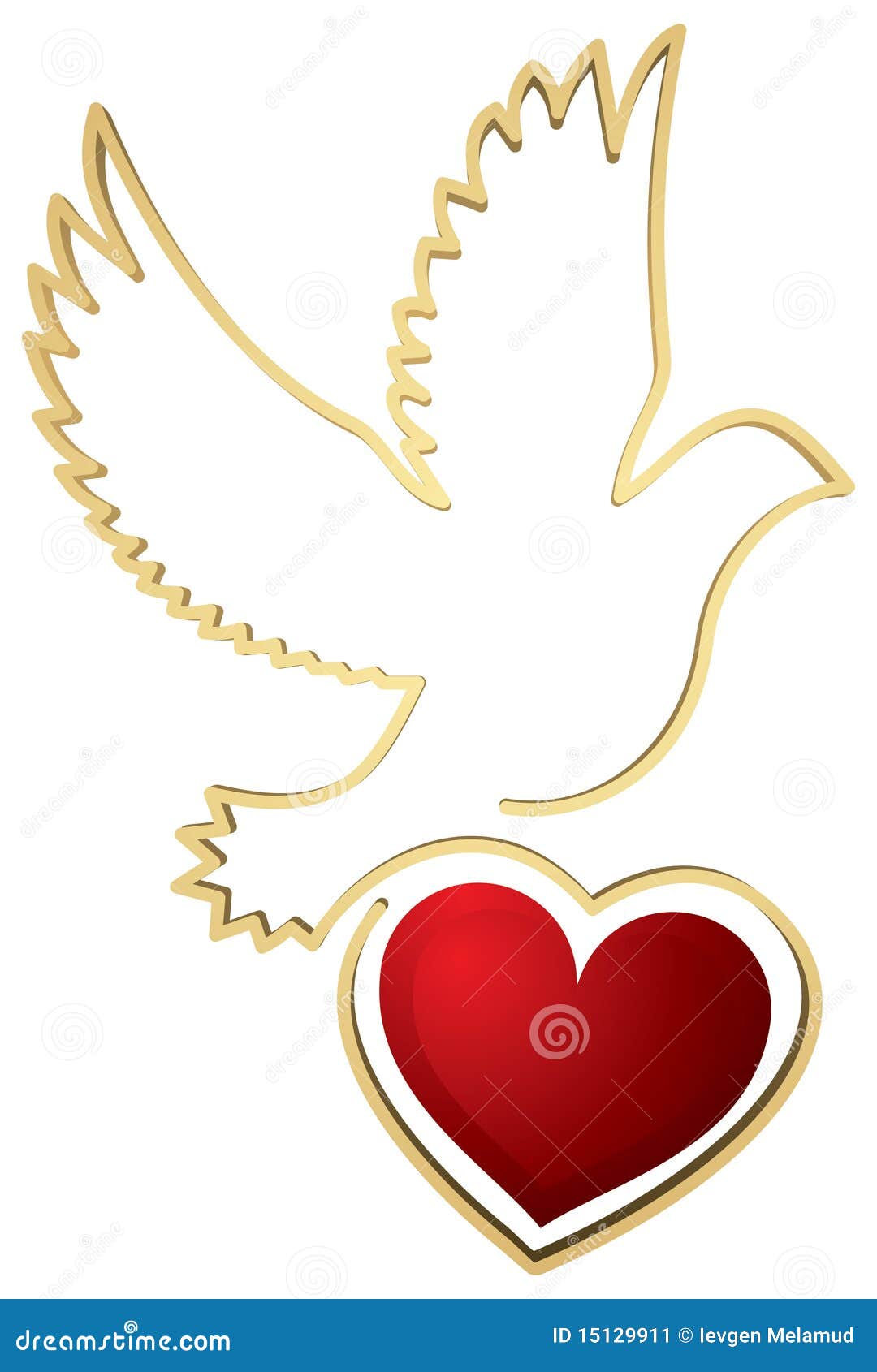 Dove with Heart Shape stock vector. Illustration of shape - 15129911