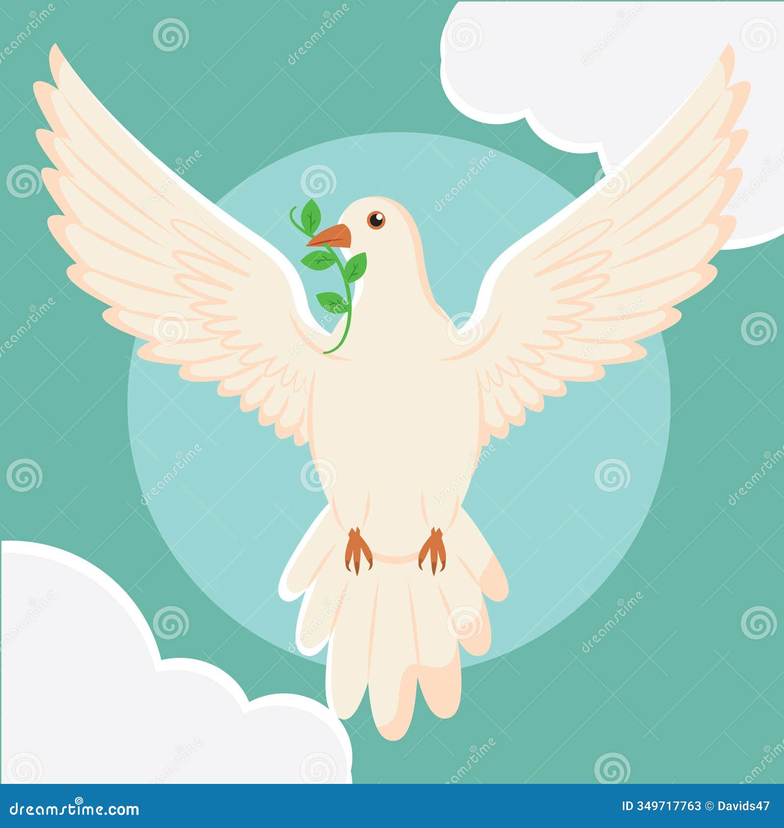 Dove Holding Olive Branch Symbol of Peace Vector Stock Illustration ...