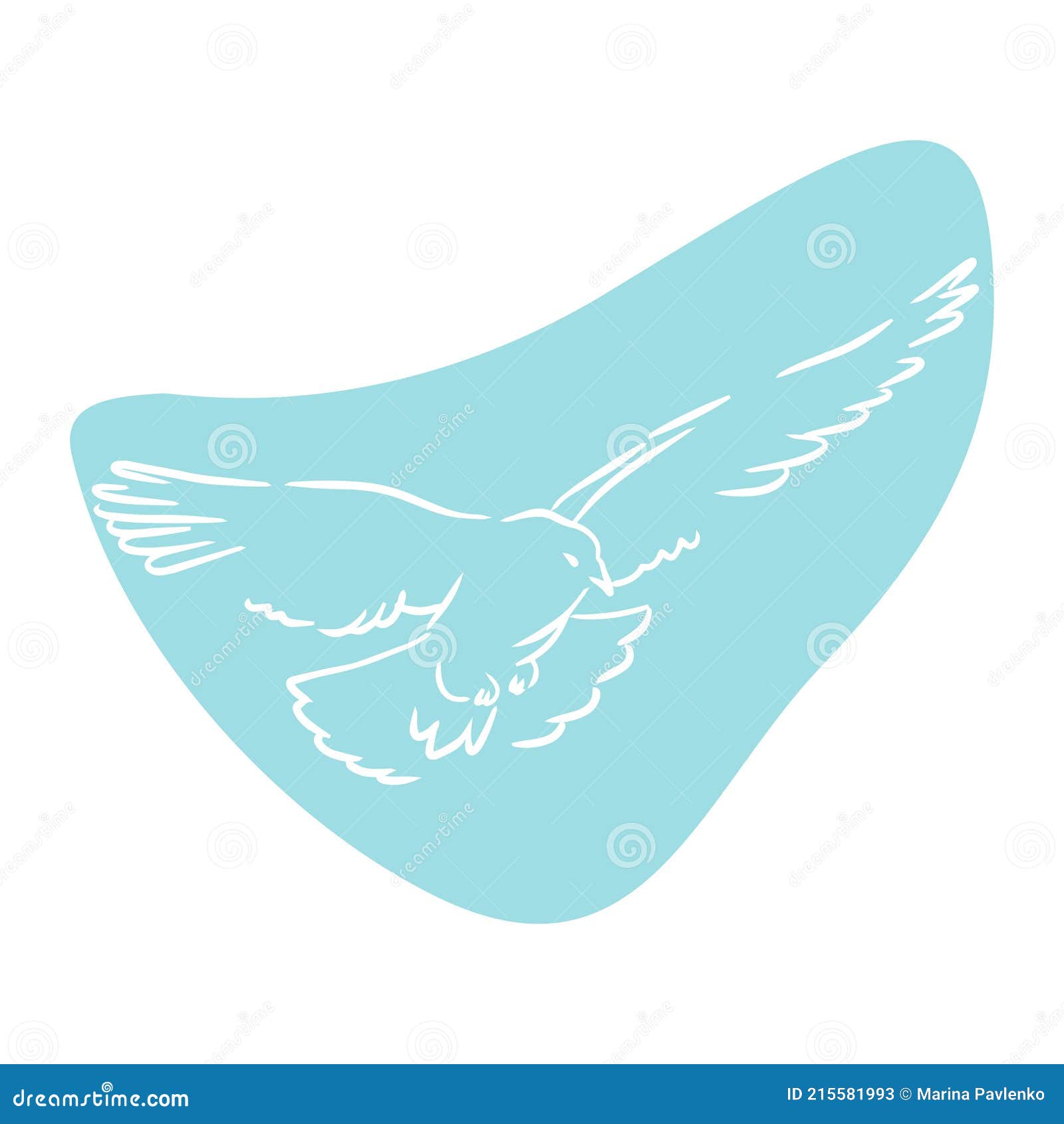 Dove Illustration on Abstract Shape Isolated on White Background Stock ...