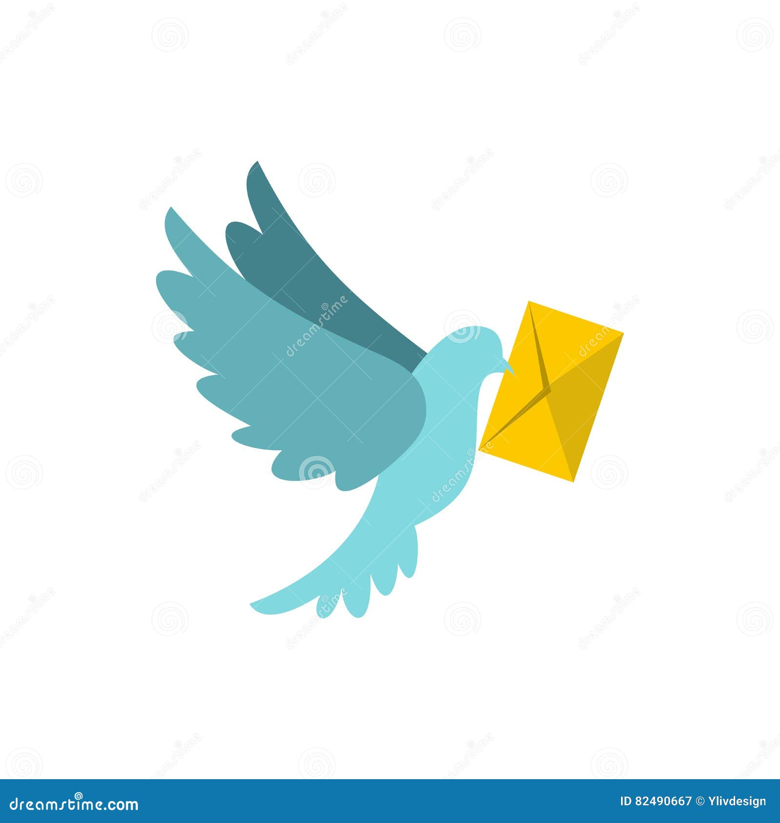 Dove with Letter Icon, Flat Style Stock Vector - Illustration of icon ...