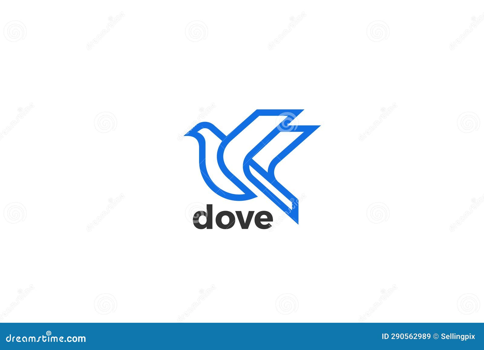 Dove Logo Bird Fying Linear Outline Design Style Vector Template Stock ...
