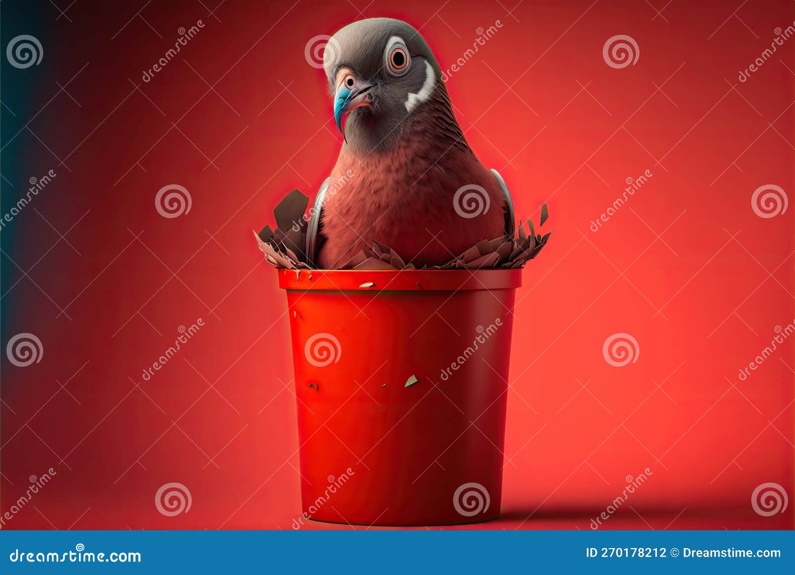 Dove in a Nest, in a Red Bucket, on a Bright Background, Created with ...