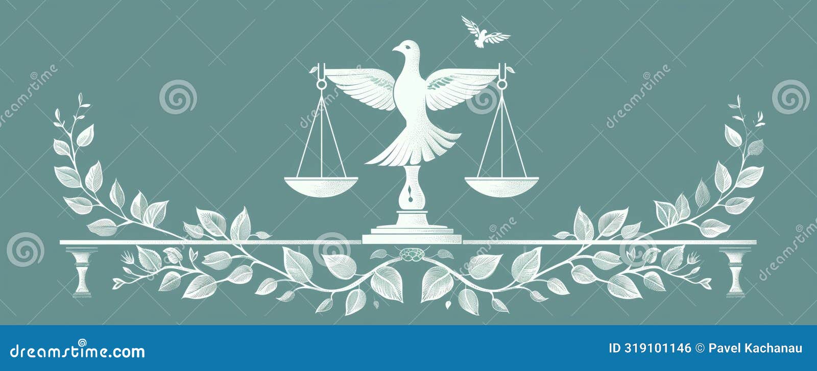 A Dove of Peace Holding the Scales of Justice in a Minimalist Setting ...