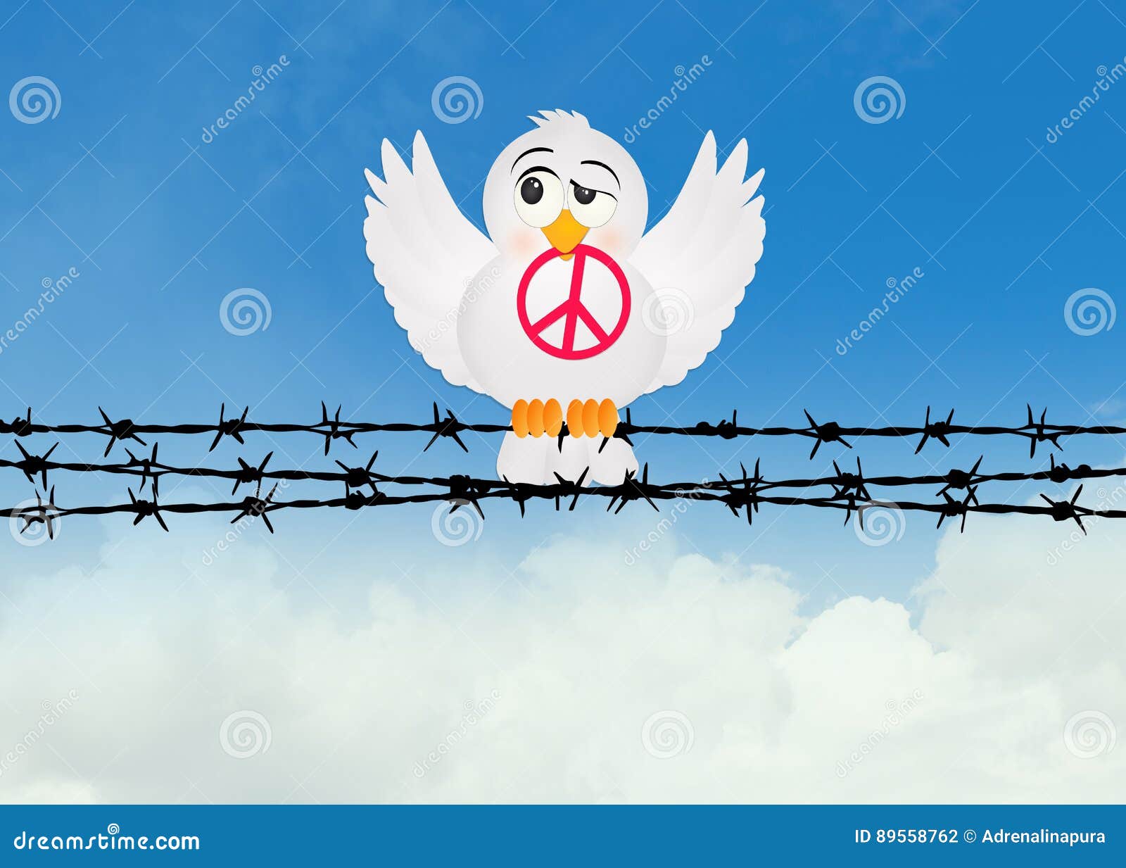 Dove with Peace Sign on Wire Stock Illustration - Illustration of dove ...