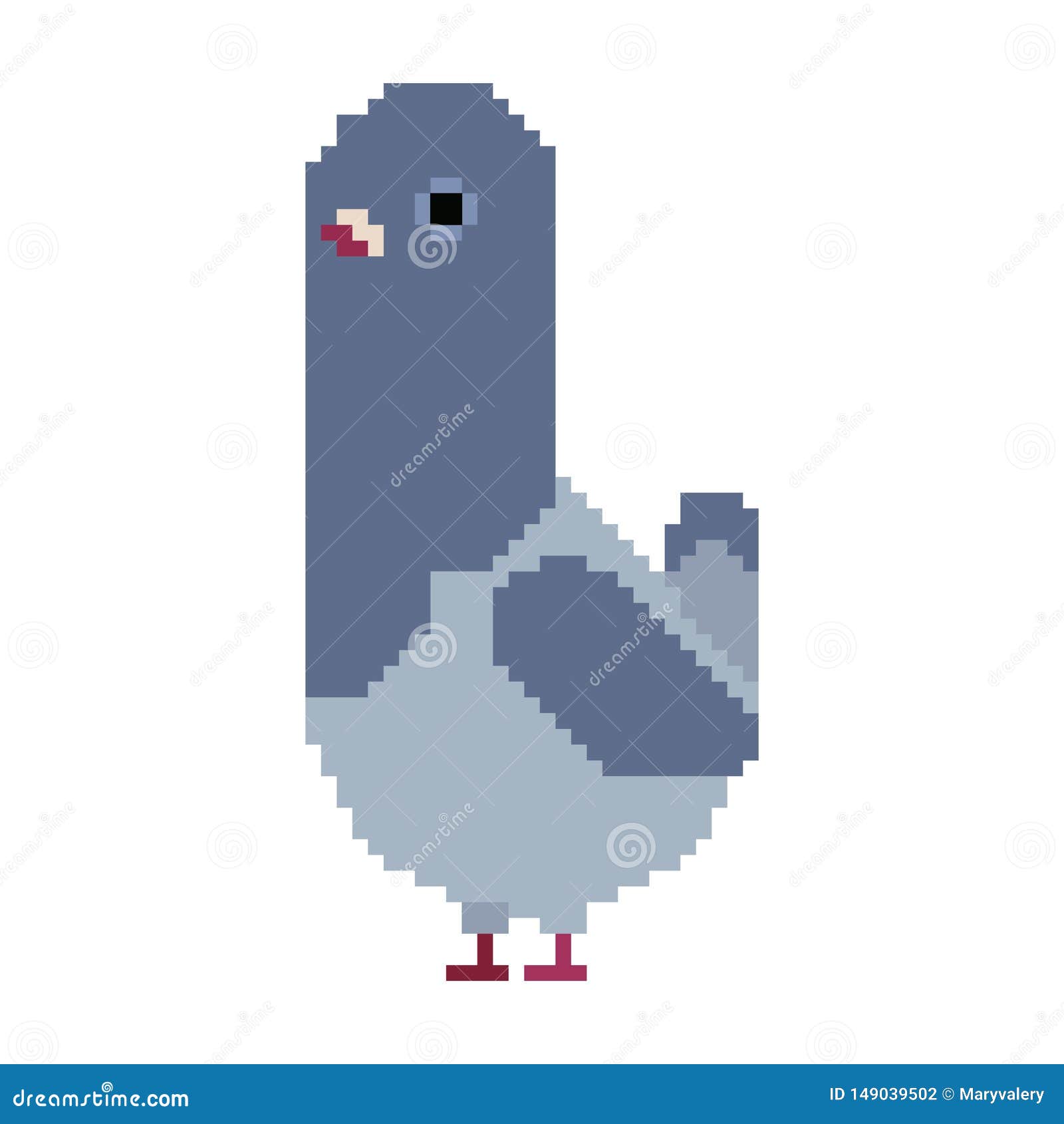 Dove Pixel Art Isolated. Pigeon 8 Bit Stock Vector - Illustration of ...
