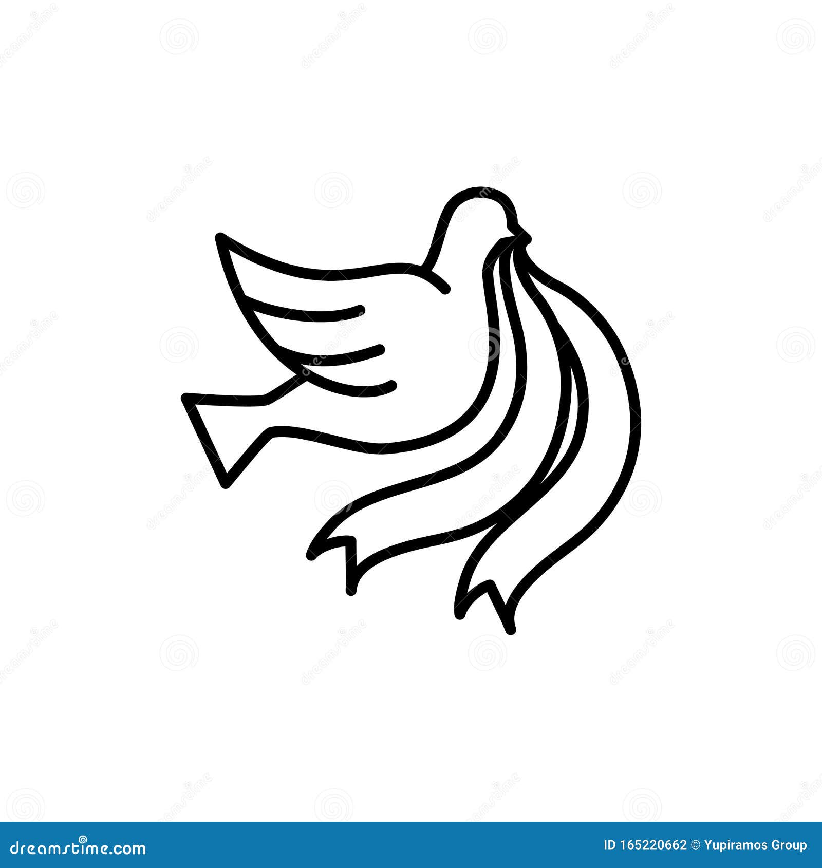 Dove with Ribbon Line Style Stock Vector - Illustration of bird, doves ...