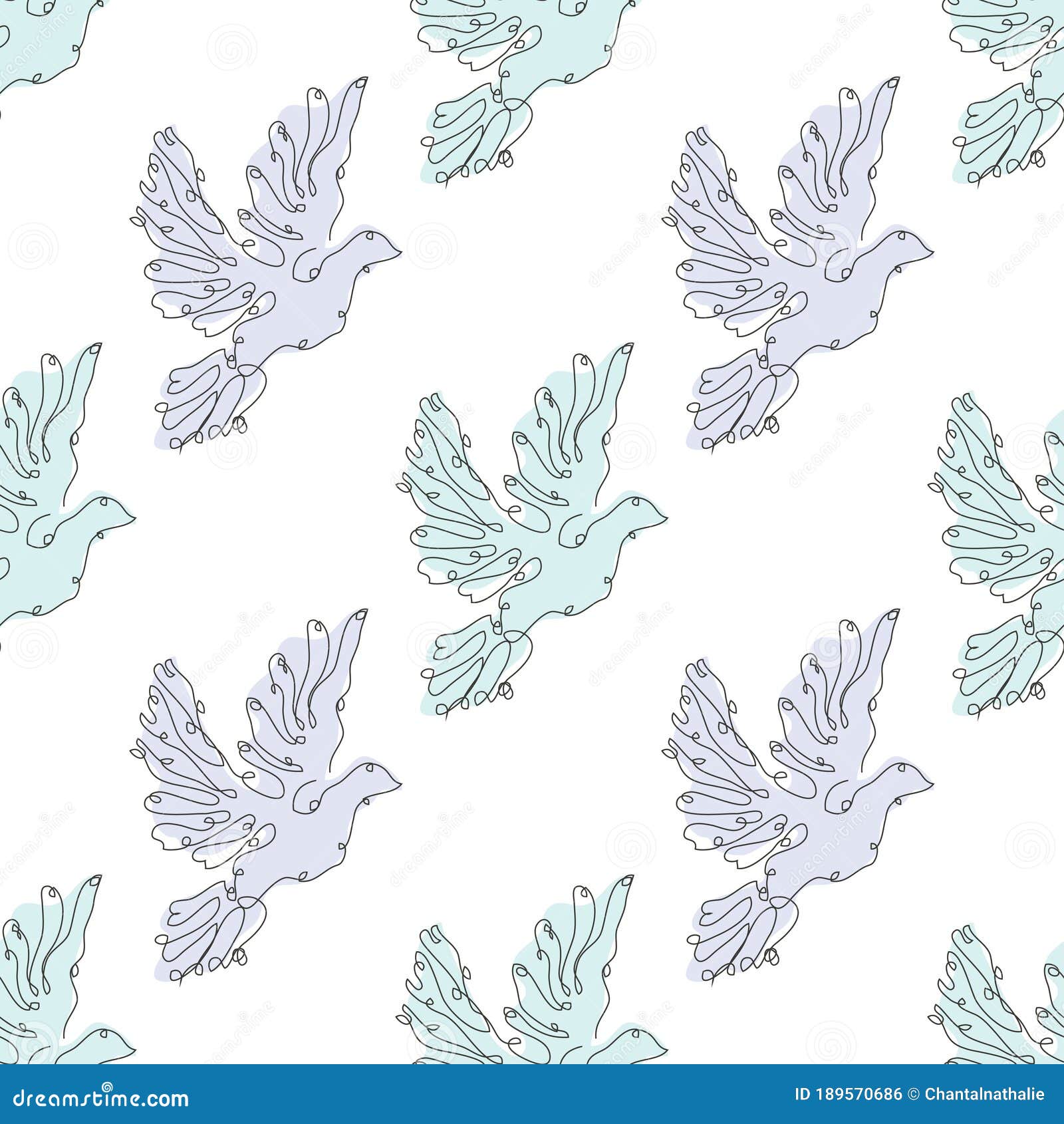 Dove seamless line art stock vector. Illustration of element - 189570686