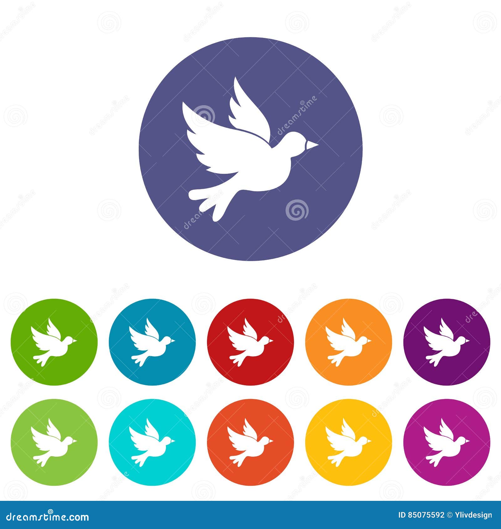 Dove set icons stock vector. Illustration of freedom - 85075592