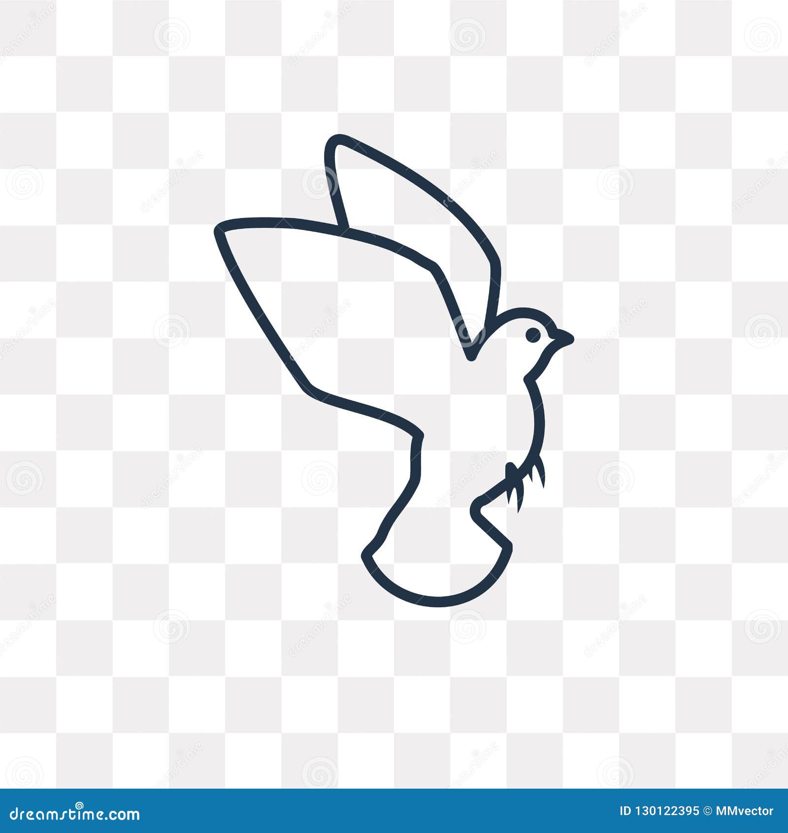 Dove Vector Icon Isolated on Transparent Background, Linear Dove Stock ...