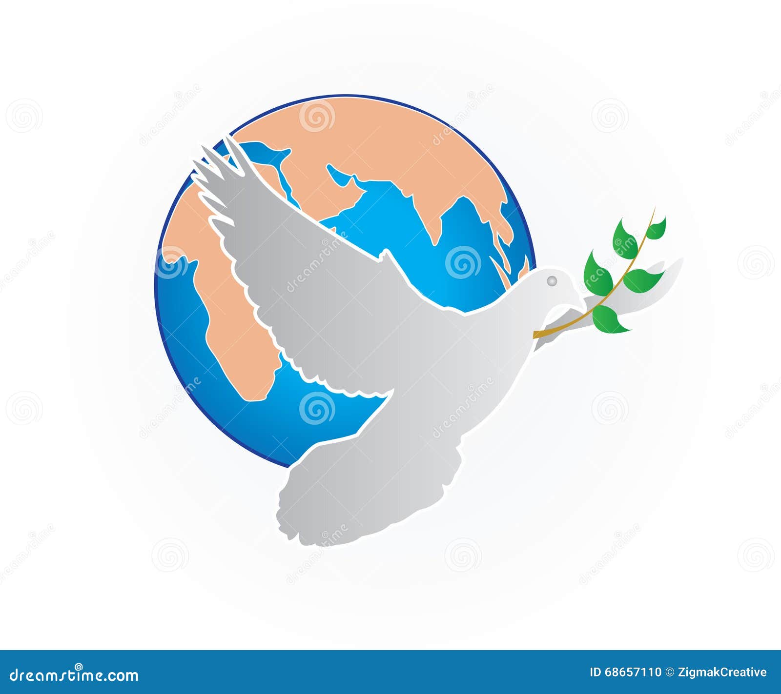 Dove and World stock illustration. Illustration of hope - 68657110