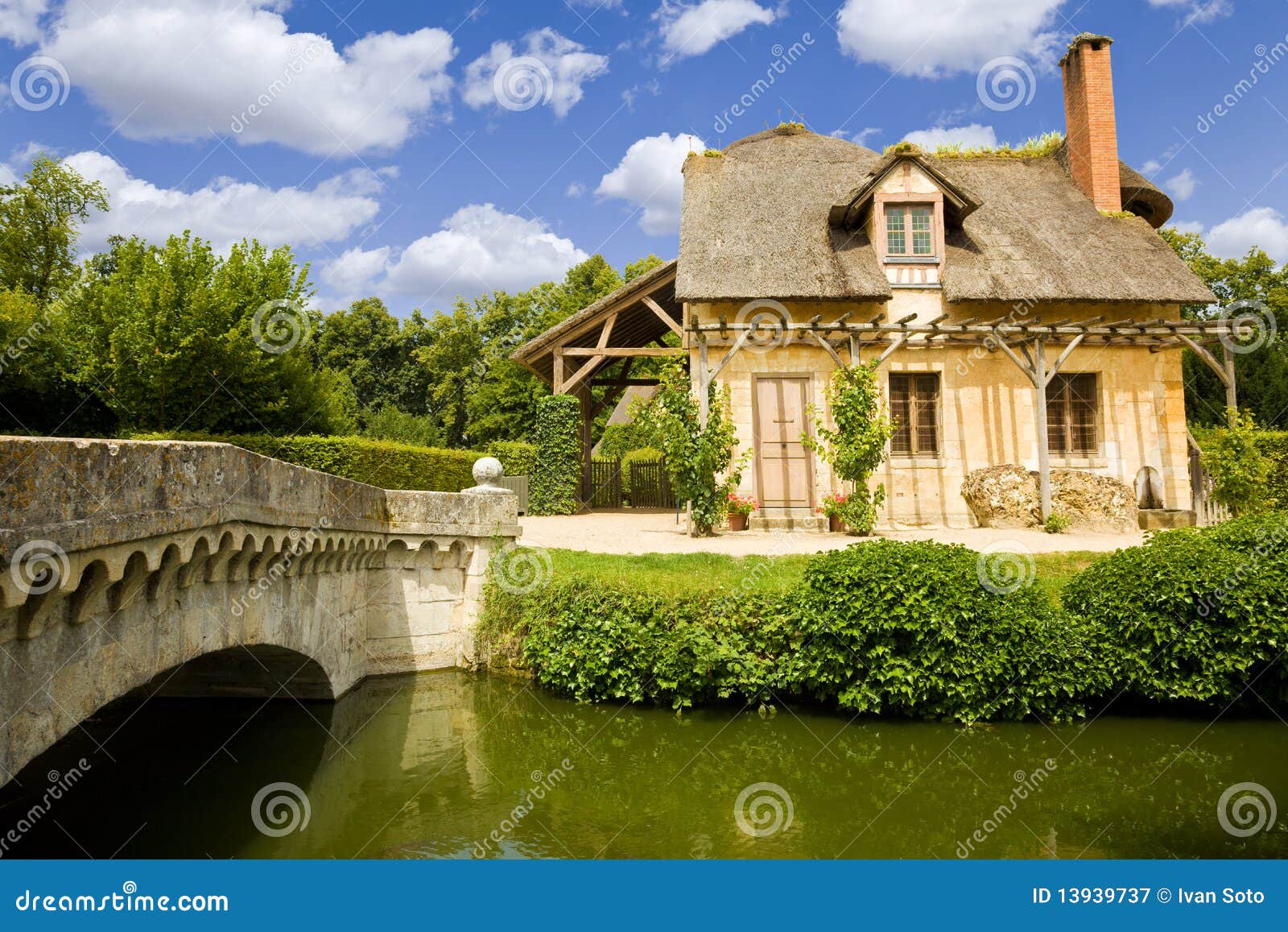 Dovecote and Bridge Over the River Stock Image - Image of pigeon ...