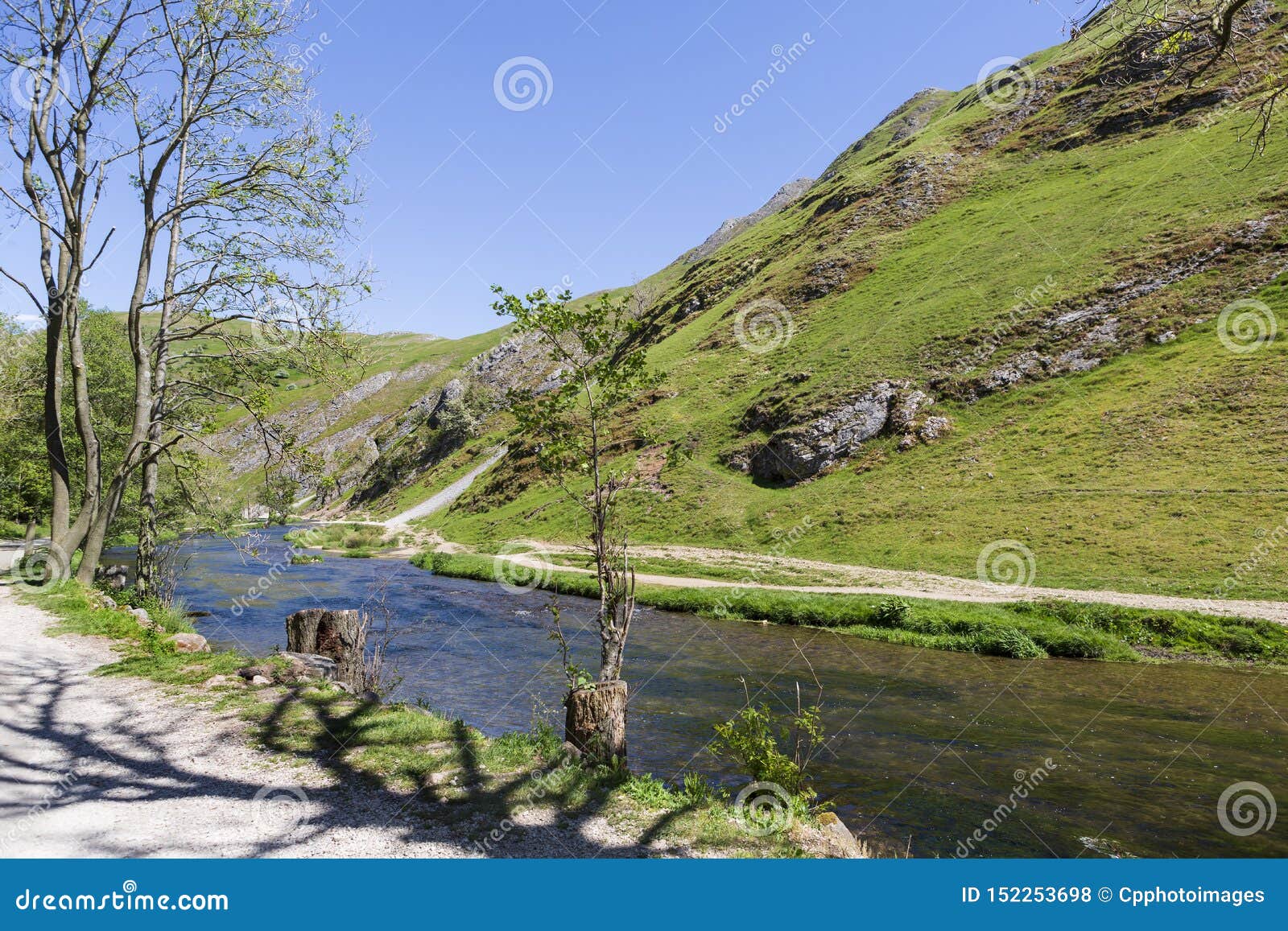 Dovedale River and Valley, Derbyshire, UK Stock Photo - Image of ...