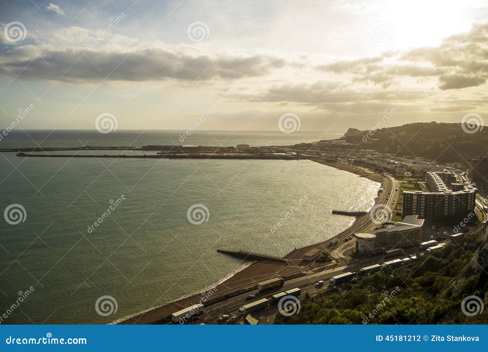 Dover beach at sunset stock photo. Image of aerial, tourist - 45181212