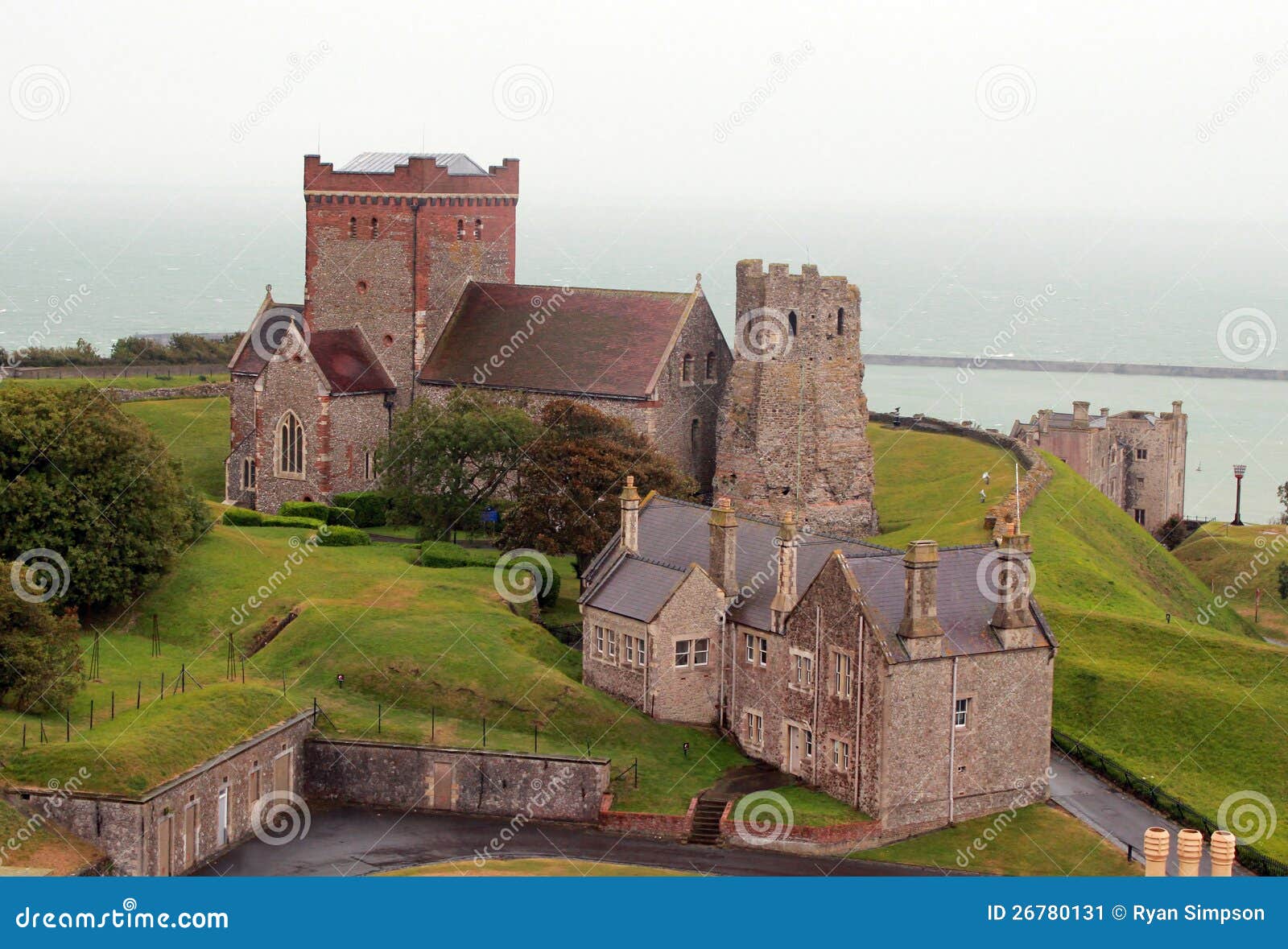 Dover Castle Church Landscape Stock Image - Image of fence, coastal ...