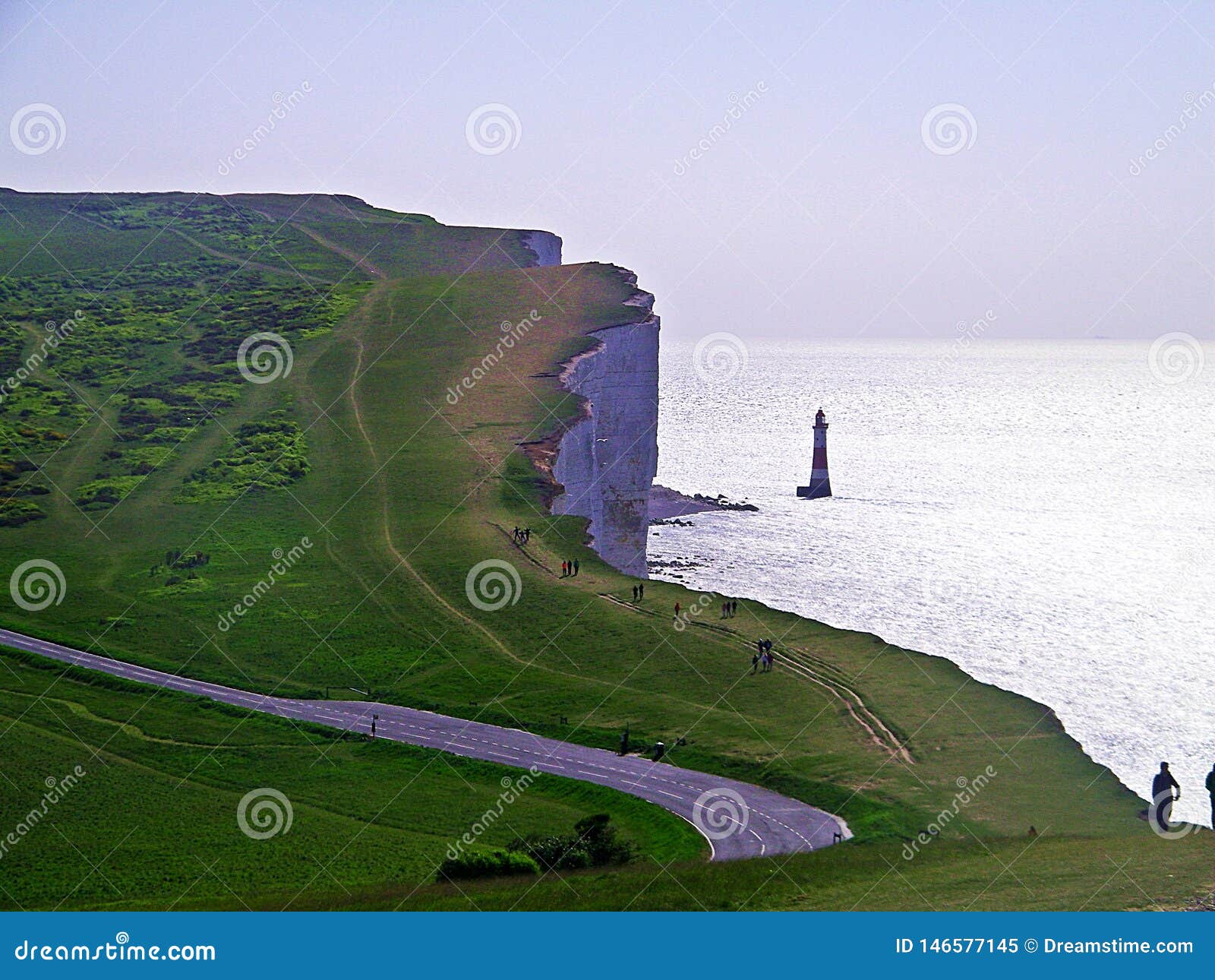 Dover White Cliffs with Lighthouse Stock Image - Image of atlantic ...
