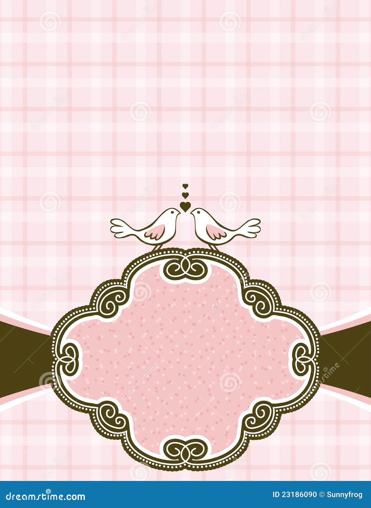 Doves on Background with Decorative Label Stock Vector - Illustration ...