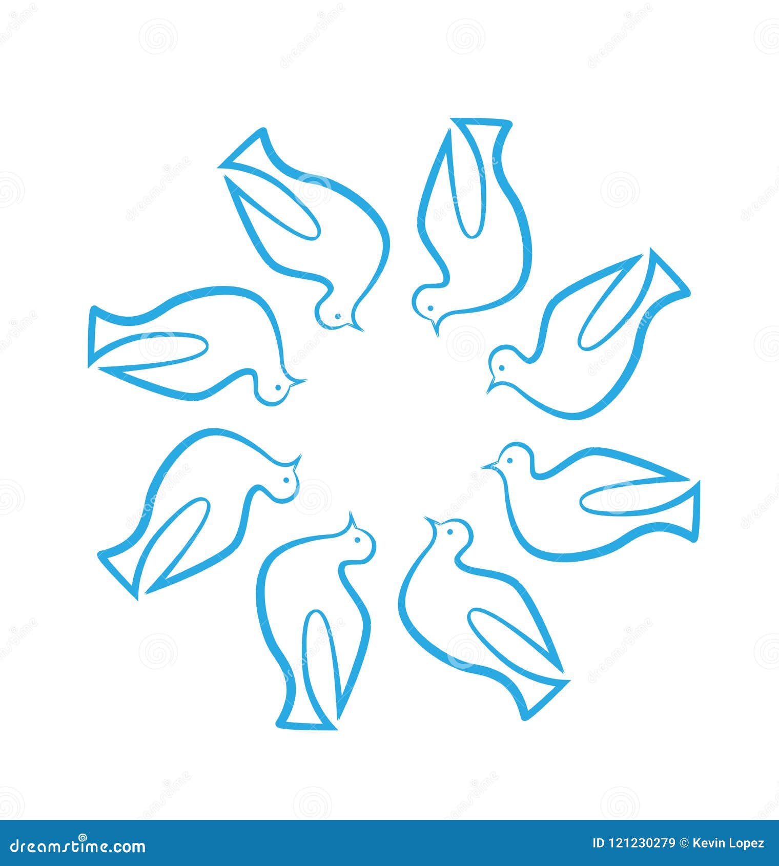 Doves in a Circle Group Vector Icon Stock Vector - Illustration of flat ...